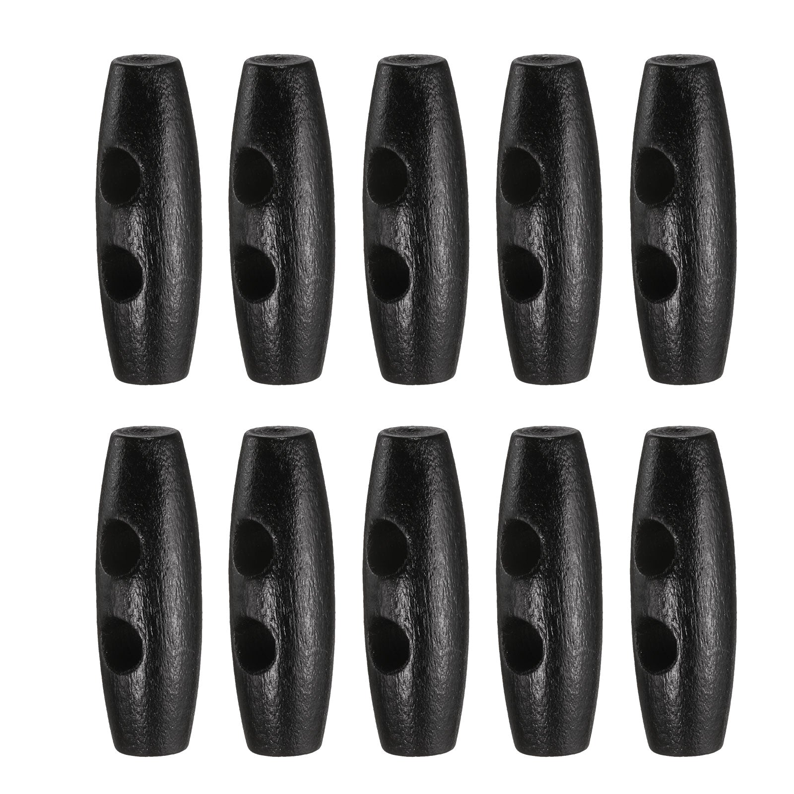 10pcs Wooden Toggle Buttons 30mm 2-Hole Wood Olive Sewing Button, Black ...