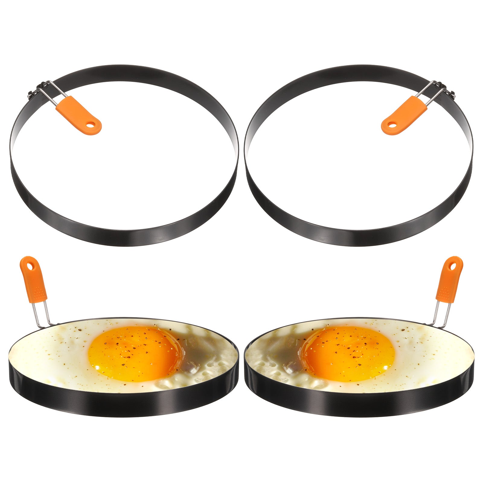 4Pcs Egg Rings 7.8" Stainless Steel Nonstick Pancake Cooking Ring with ...