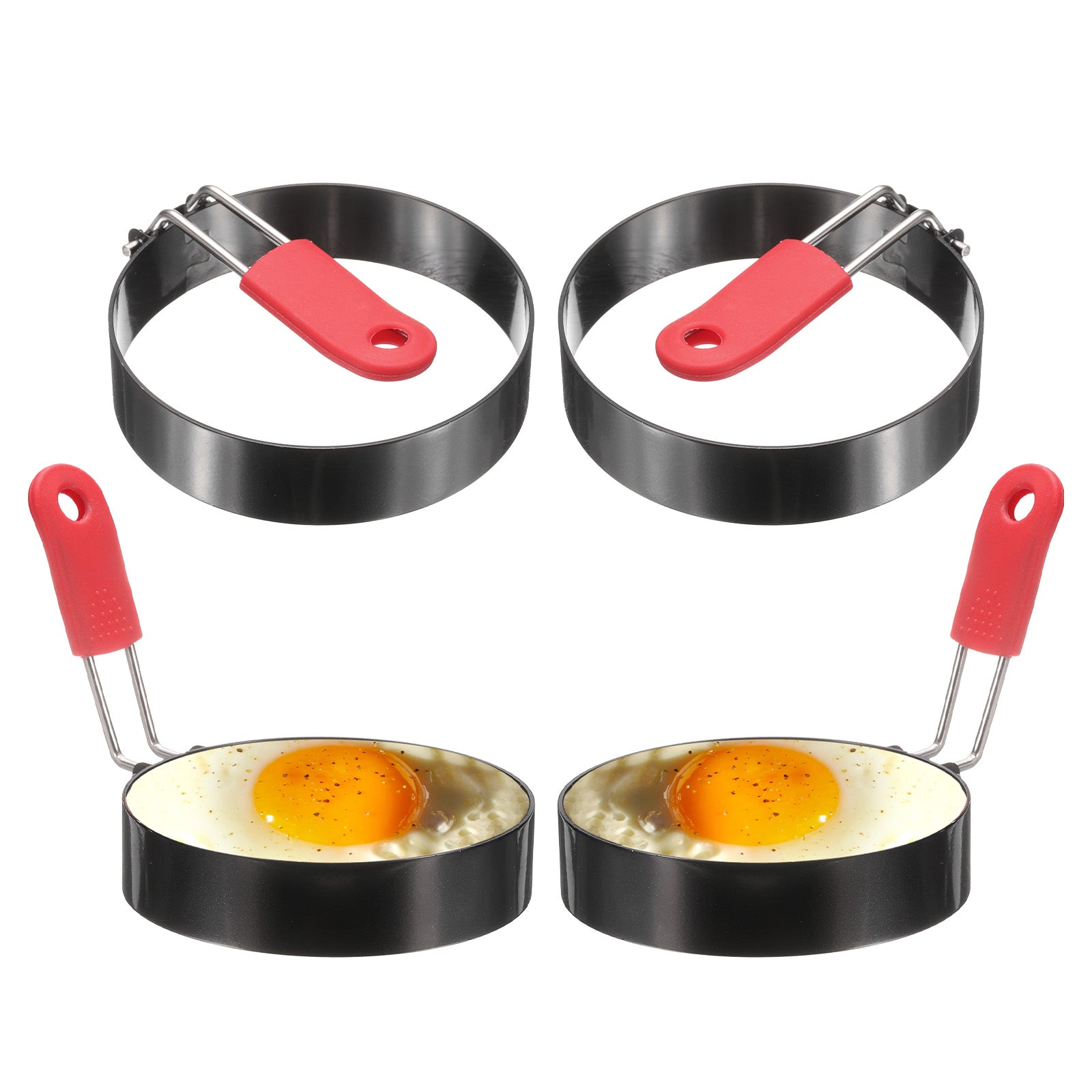 4Pcs Egg Rings 3.5" Stainless Steel Nonstick Pancake Cooking Ring with ...