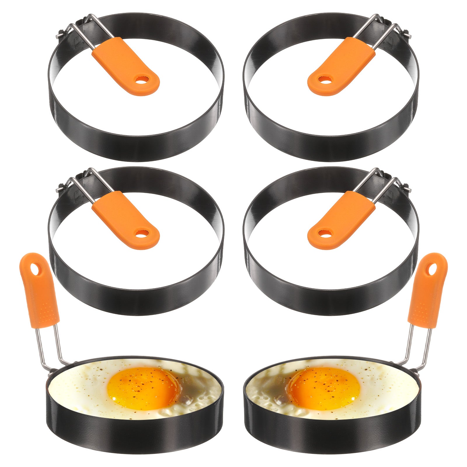 6Pcs Egg Rings 4" Stainless Steel Nonstick Pancake Cooking Ring with ...