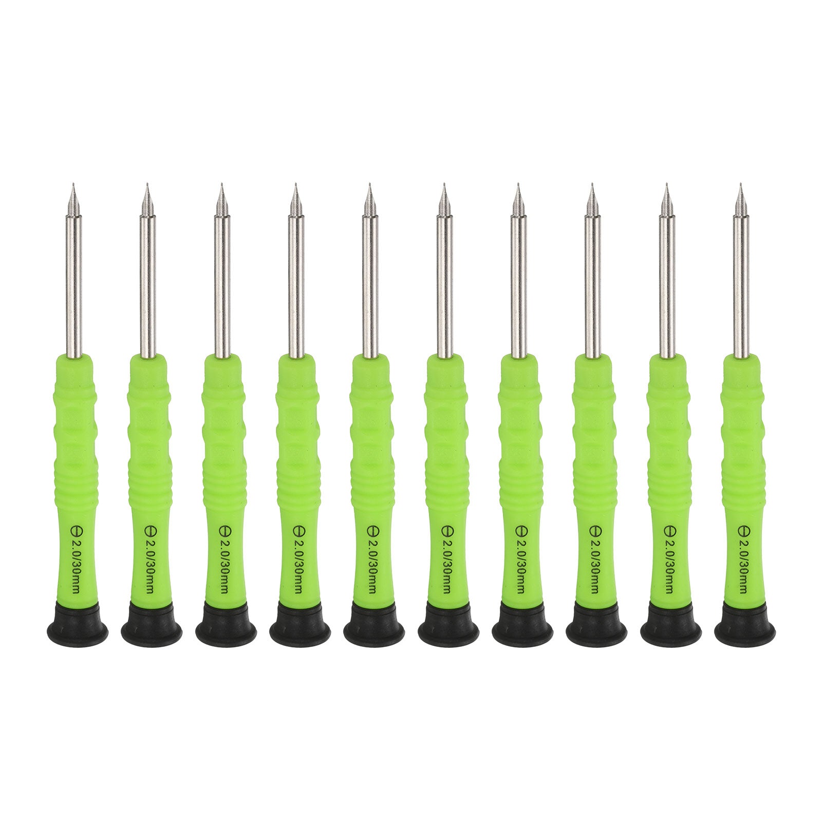 10pcs SL2.0 Mini Slotted Screwdriver 3mm Shank Flat Head, Yellow Green ...