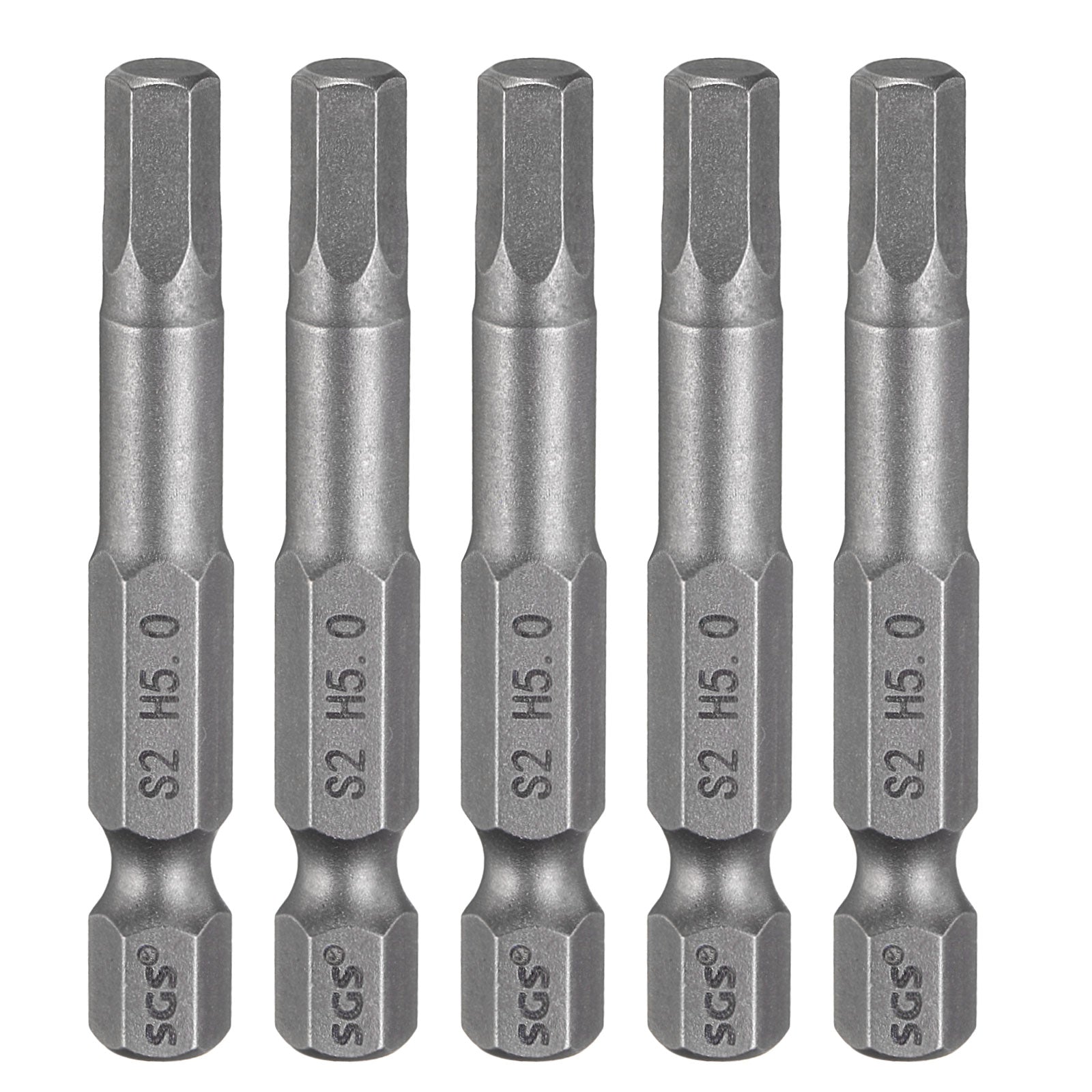 5pcs H5.0 Hex Head Drill Bit Wrench 5mm Flat Tip 1/4" Shank 50mm Long ...