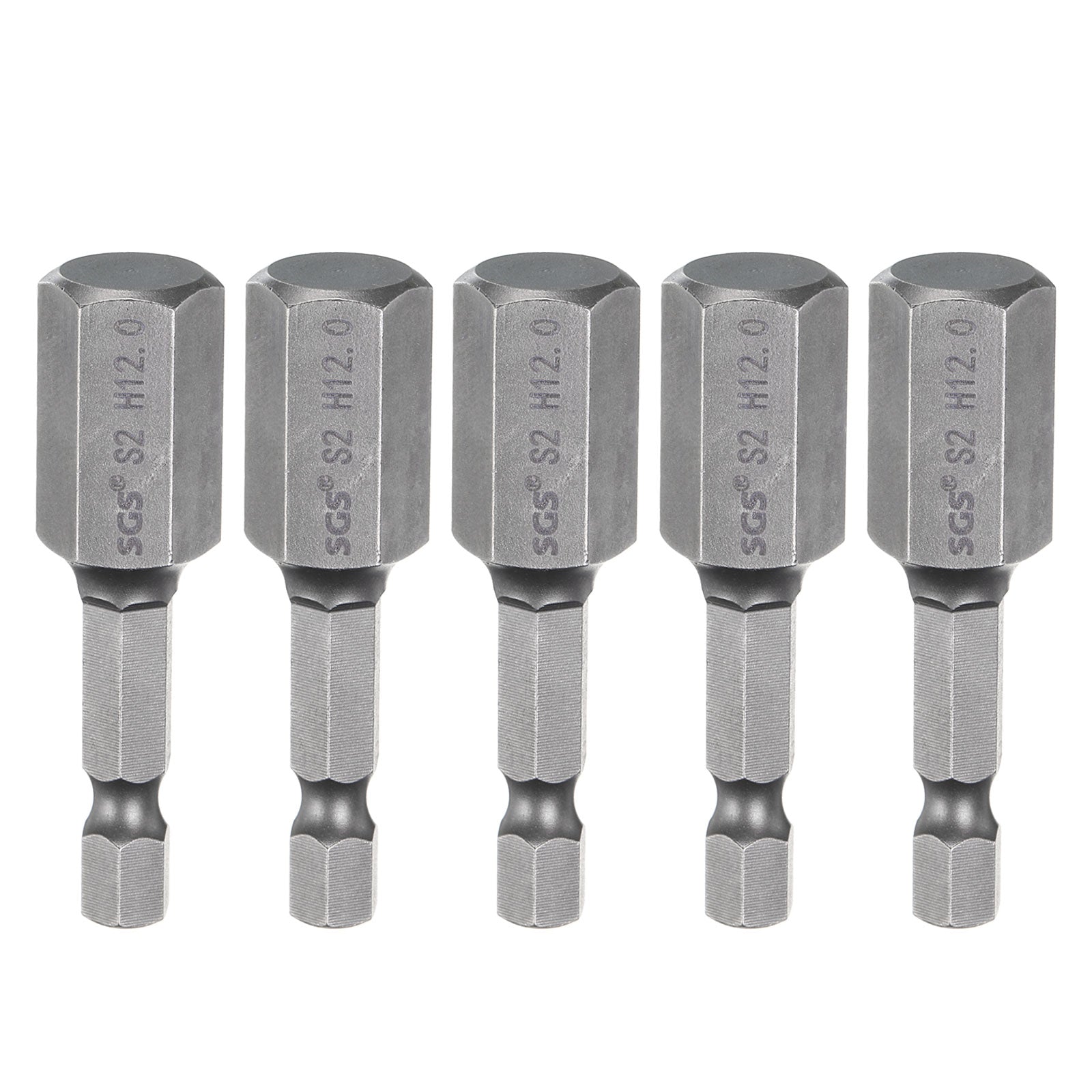 5pcs H12.0 Hex Head Drill Bit Wrench 12mm Flat Tip 1/4" Shank 50mm Long ...