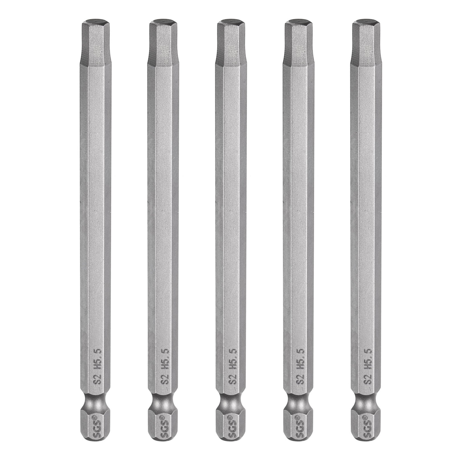 5pcs H5.5 Hex Head Drill Bit Wrench 5.5mm Flat Tip 1/4" Shank 100mm ...