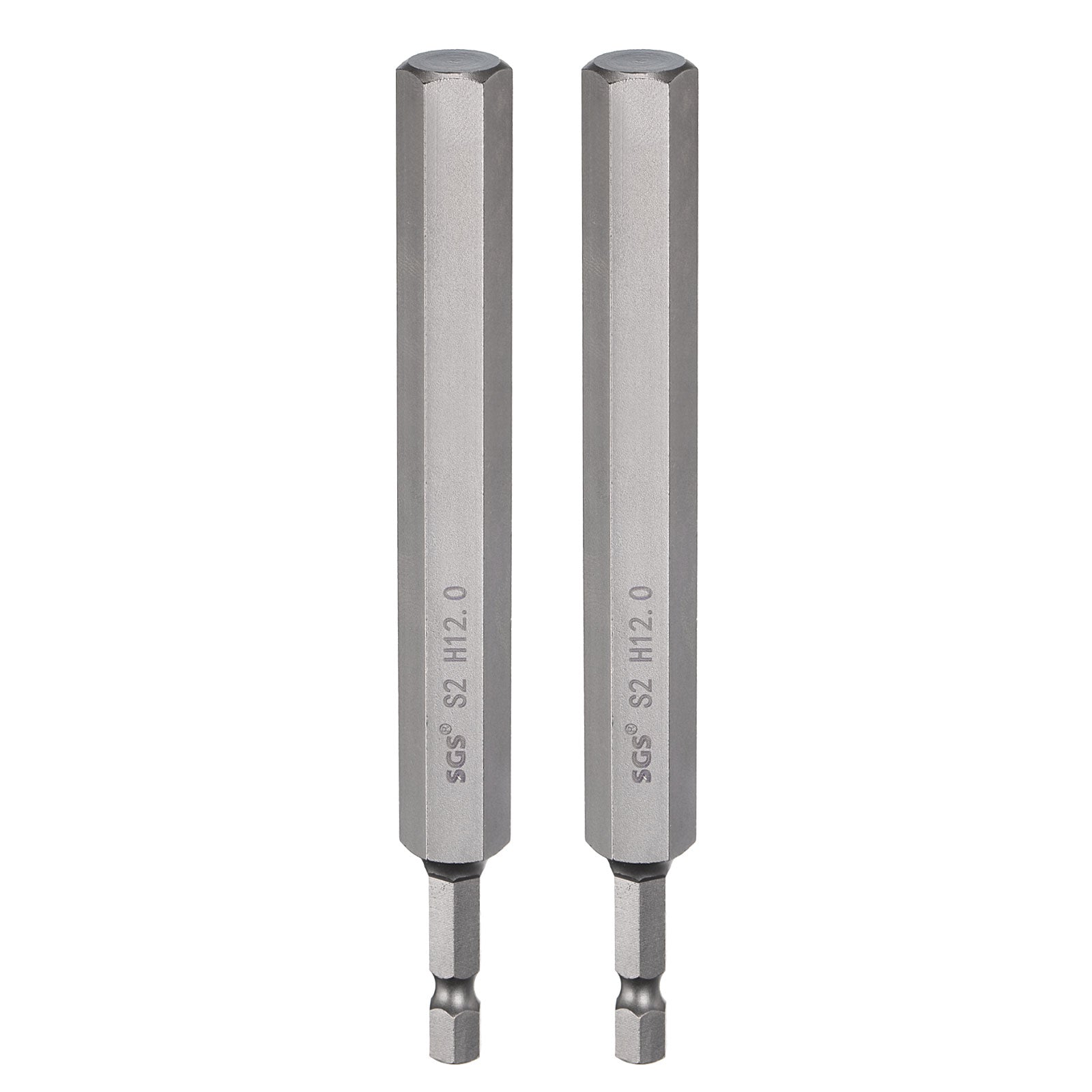 2pcs H12.0 Hex Head Drill Bit Wrench 12mm Flat Tip 1/4" Shank 150mm ...