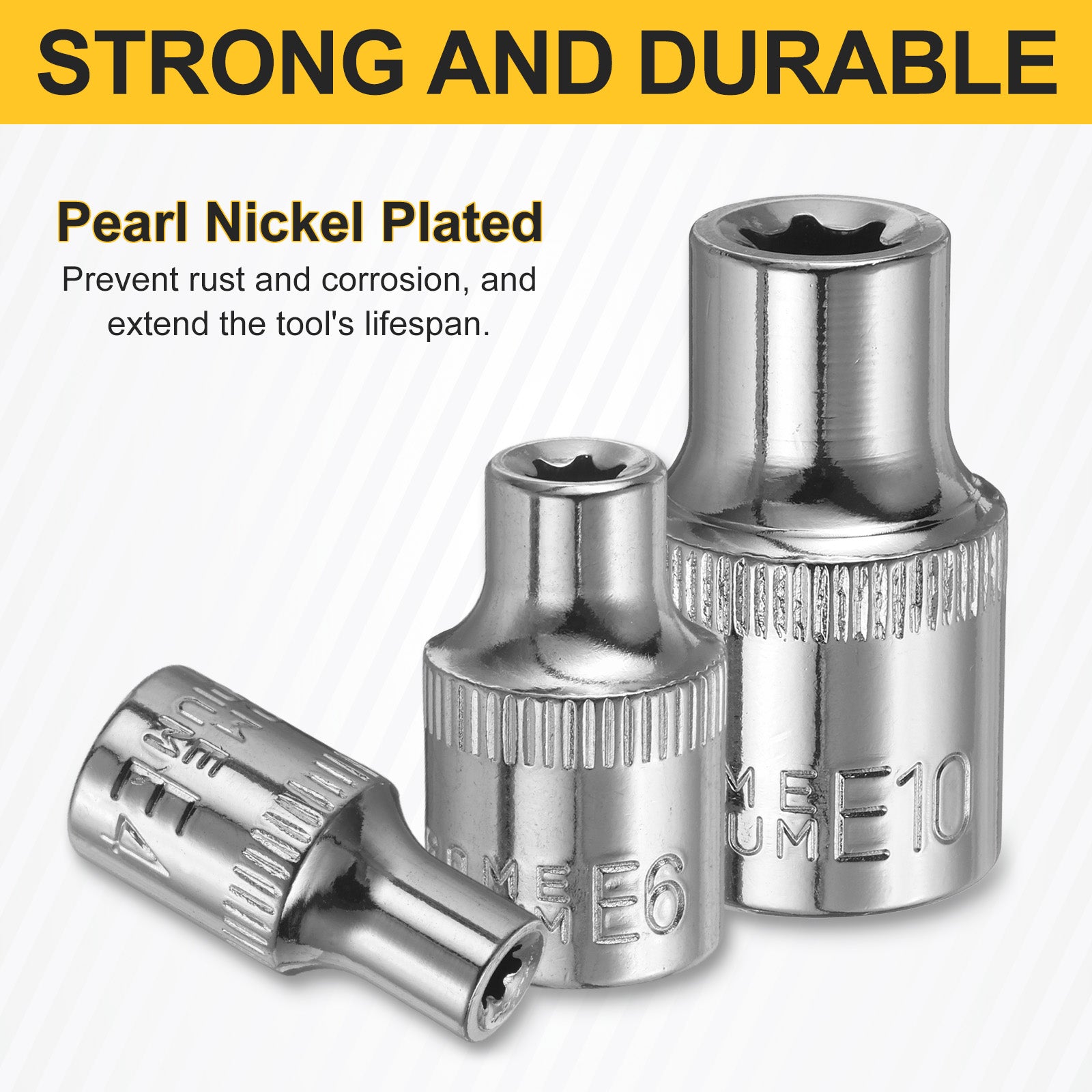 4pcs E-Torx Socket 1/2" Drive E10 External Torx Deep Socket 1.5" Star ...