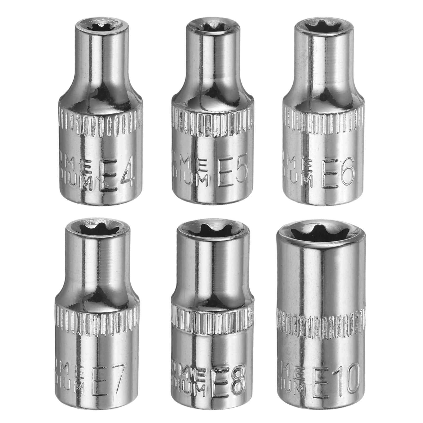 6pcs E-Torx Socket 1/4" Drive E4-E10 External Torx Deep Socket 1" Star ...