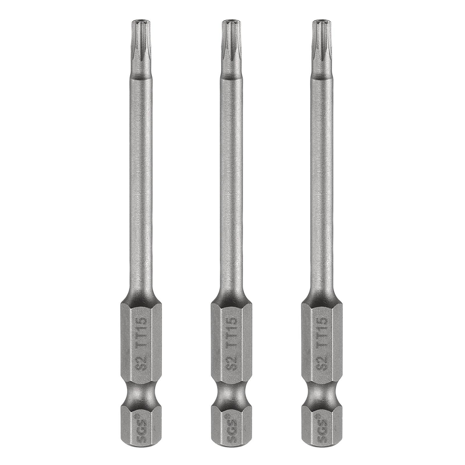 3pcs TT15 Security Torx Head Screwdriver Bit 3" (75mm) Long 1/4" Hex ...