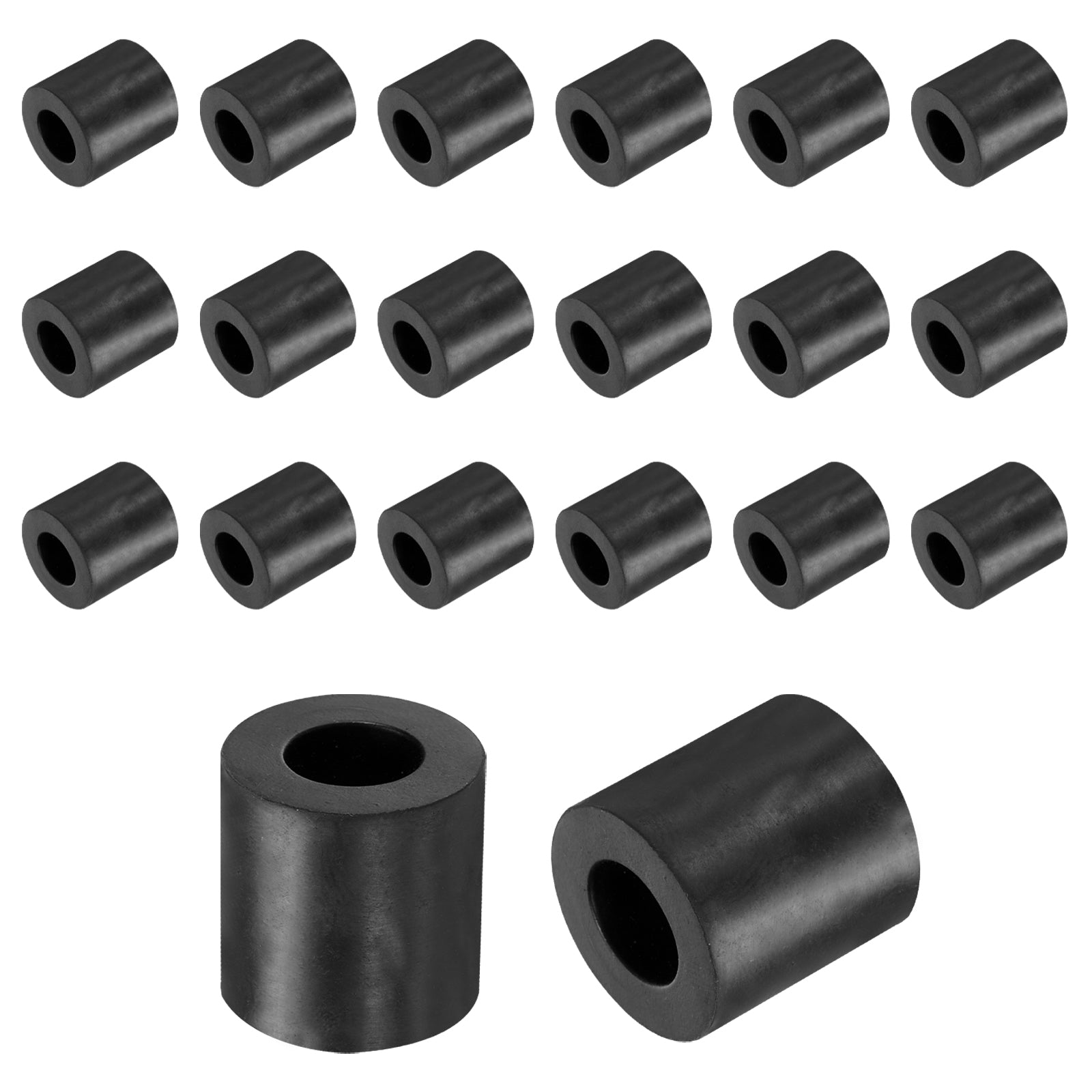 Uxcell 20pcs Rubber Spacers 20mm OD x 10mm ID x 20mm Height Round Anti ...