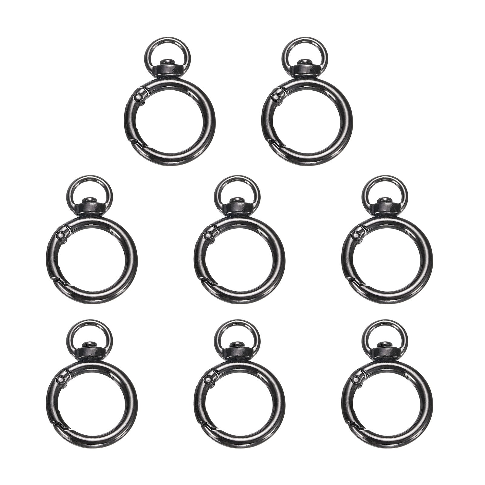 8pcs Metal Spring O Ring Clip Snap Buckle Keyring, Round, Gunmetal ...