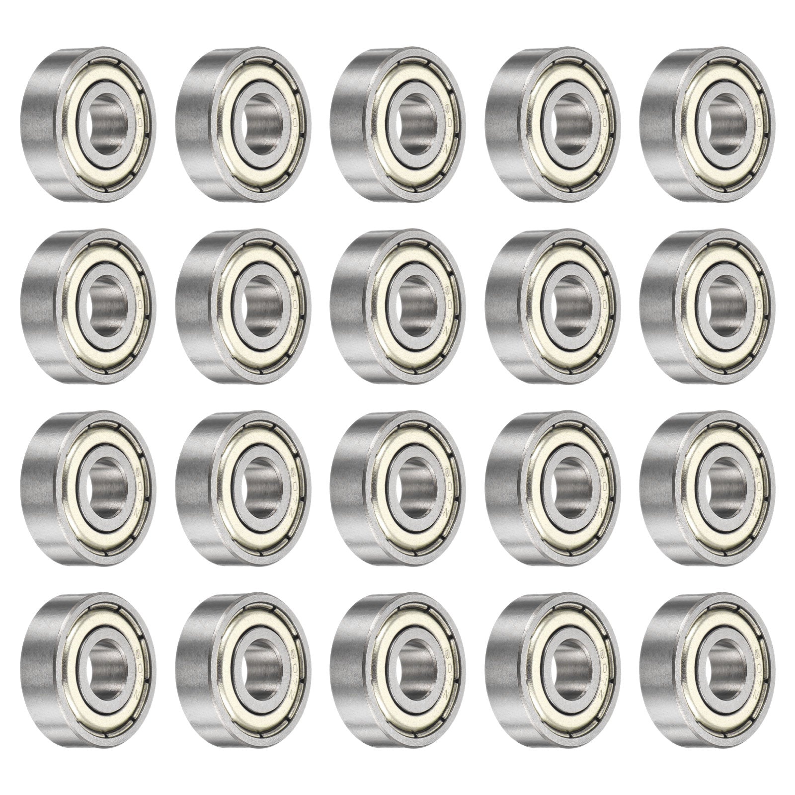 Uxcell 20Pcs 607ZZ Deep Ball Bearings 6.9x19x6mm Double Shield Bearing ...