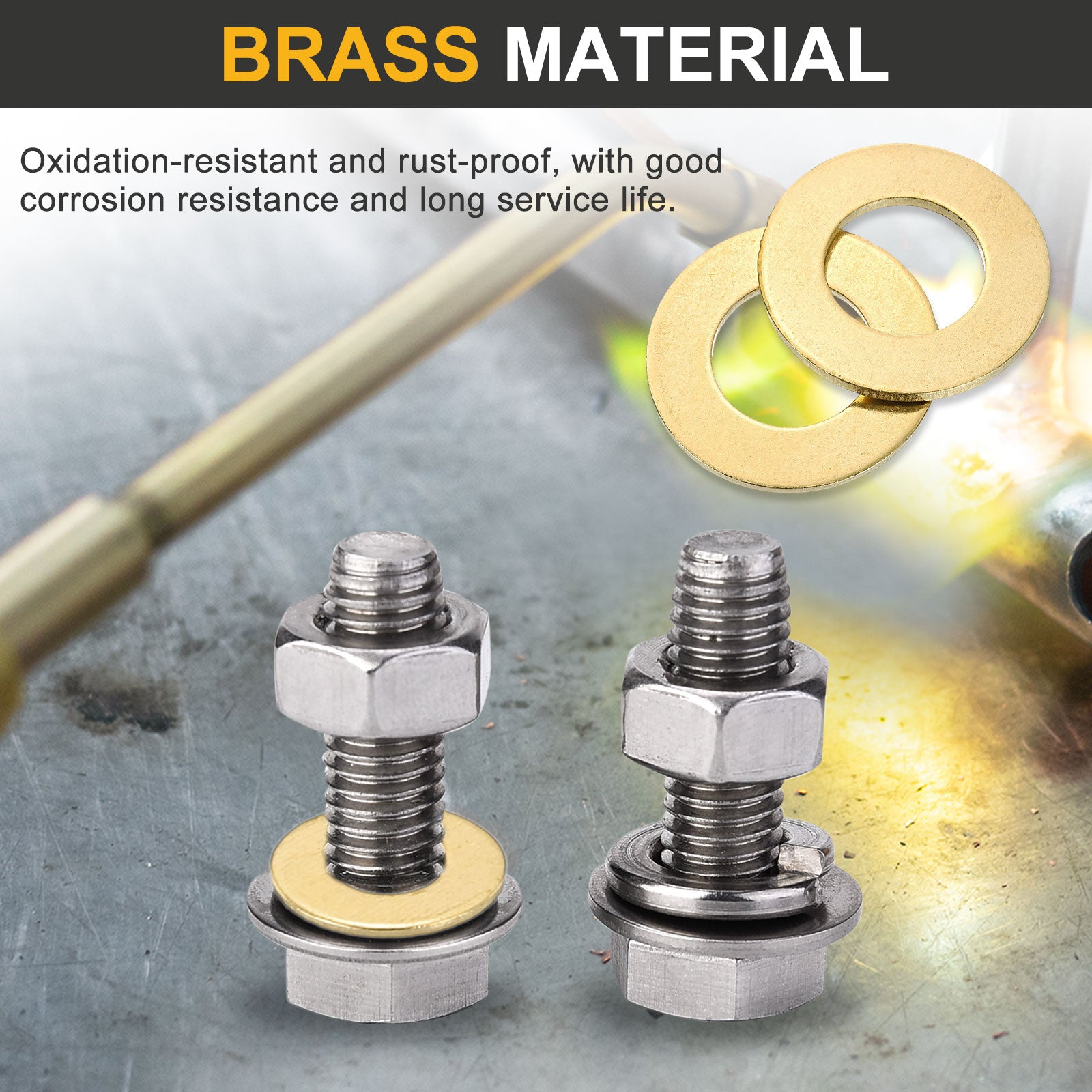 Uxcell M24 Flat Washer, Brass Ring Washers 44mm OD 3mm Thick Sealing ...