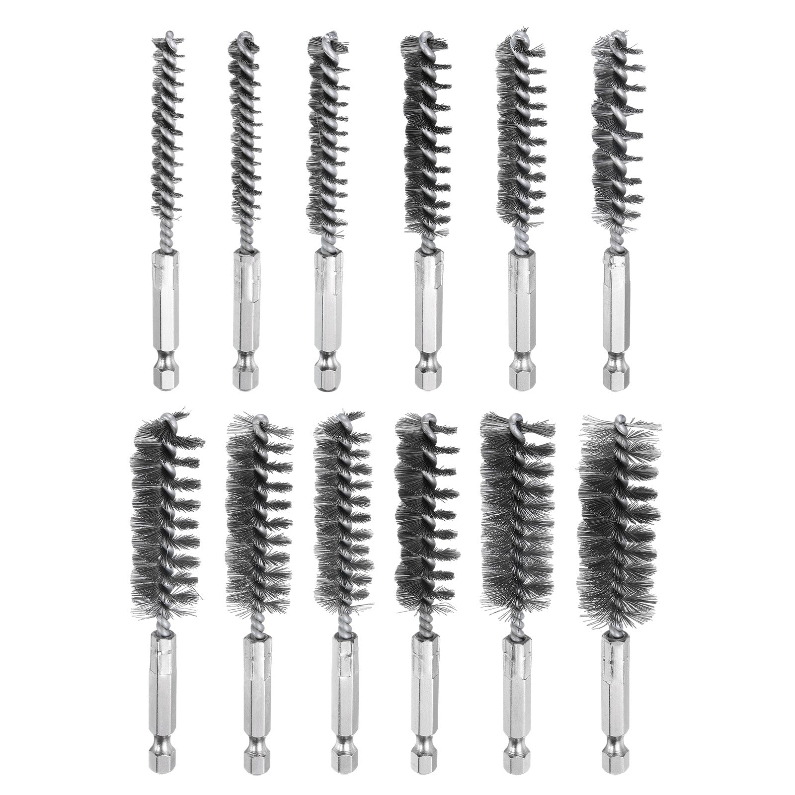 12Pcs Bore Brush Set for Drill Different Bristle Lengths Stainless ...