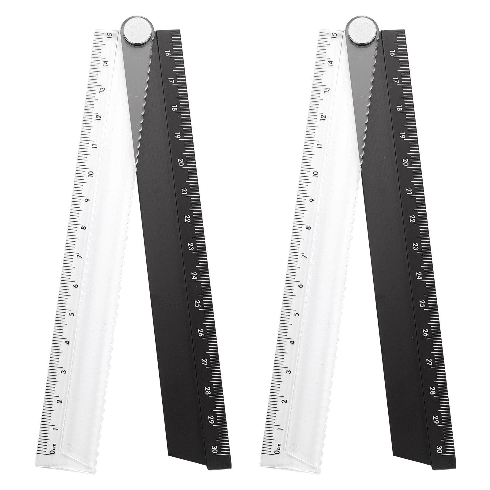 2pcs Folding Straight Ruler 30cm Metric Aluminum Alloy Protractor ...