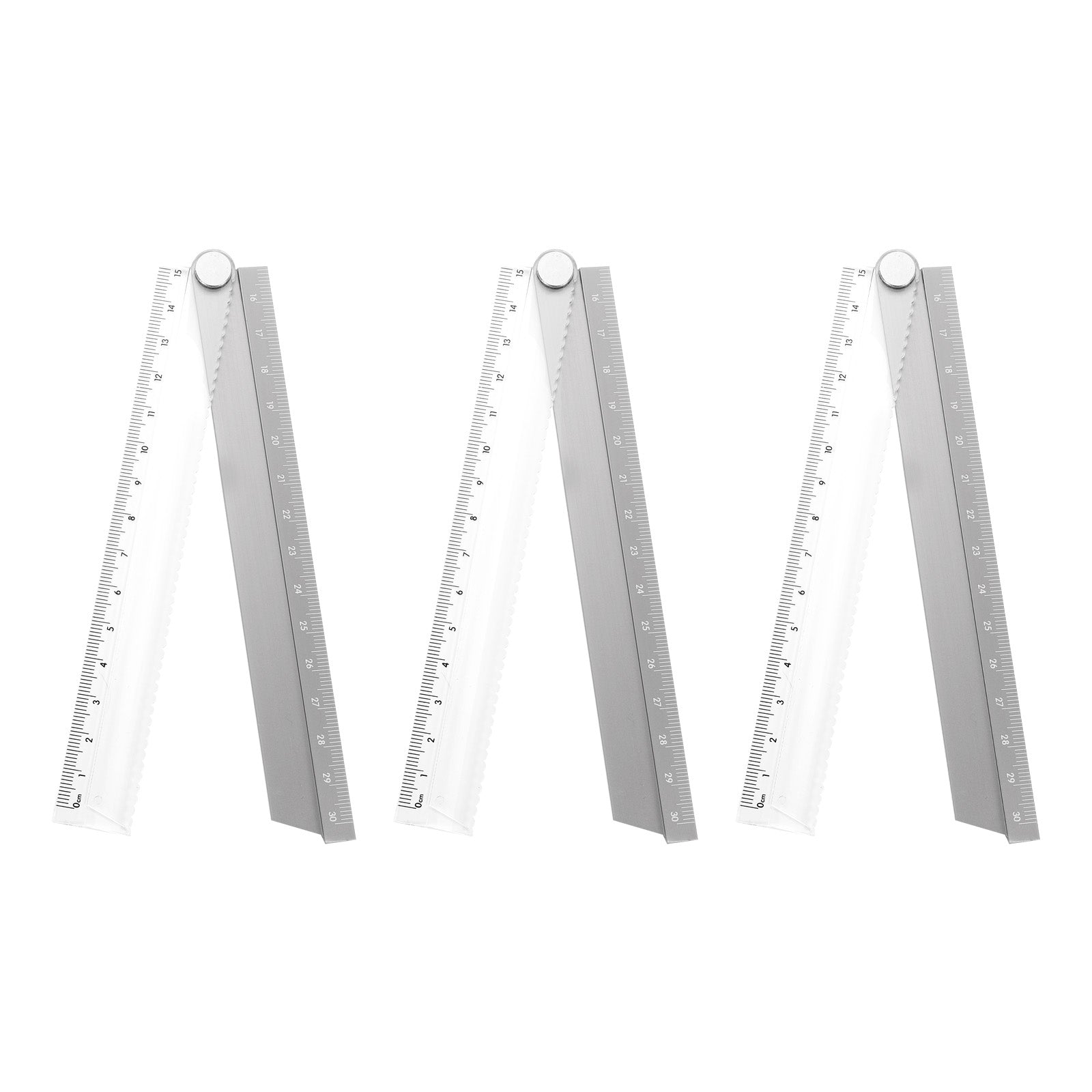 3pcs Folding Straight Ruler 30cm Metric Aluminum Alloy Protractor, Grey ...