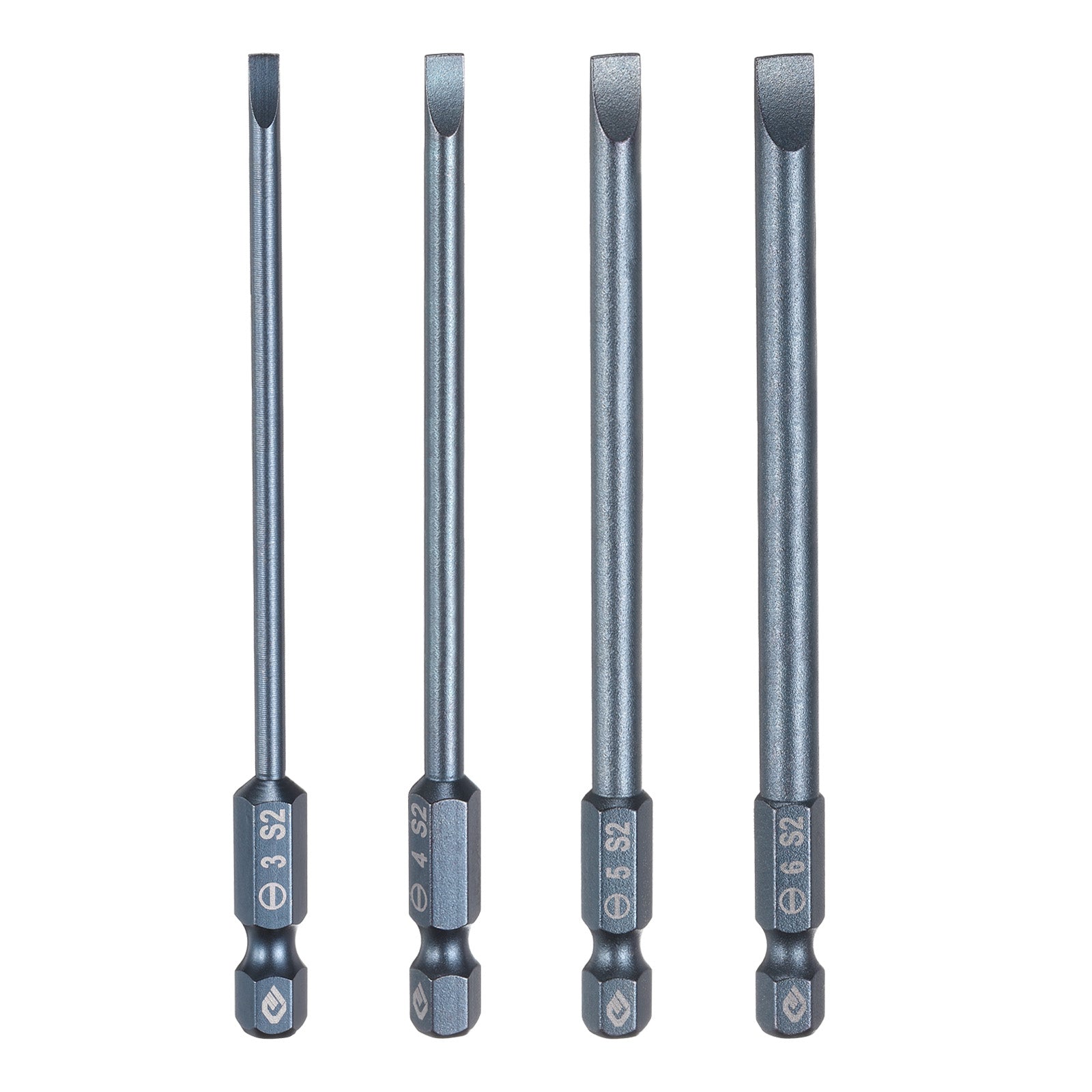 4pcs SL3 SL4 SL5 SL6 Magnetic Slotted Screwdriver Bits S2 Steel Flat ...
