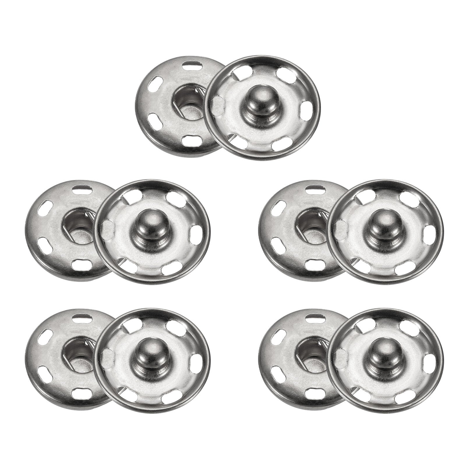 5 Set Sew-on Snap Buttons 19mm Metal Snap Fastener Buttons, Silver ...