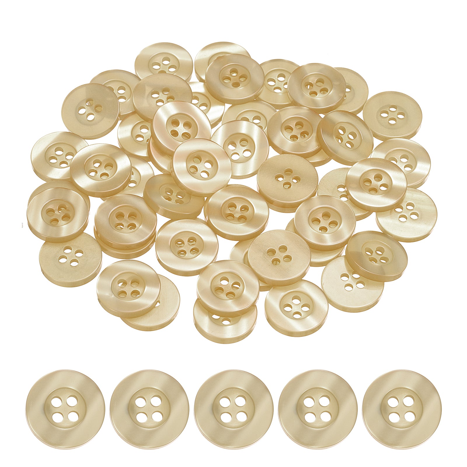 50pcs Sewing Button 15mm 4 Holes Resin Round Craft Buttons, Khaki ...