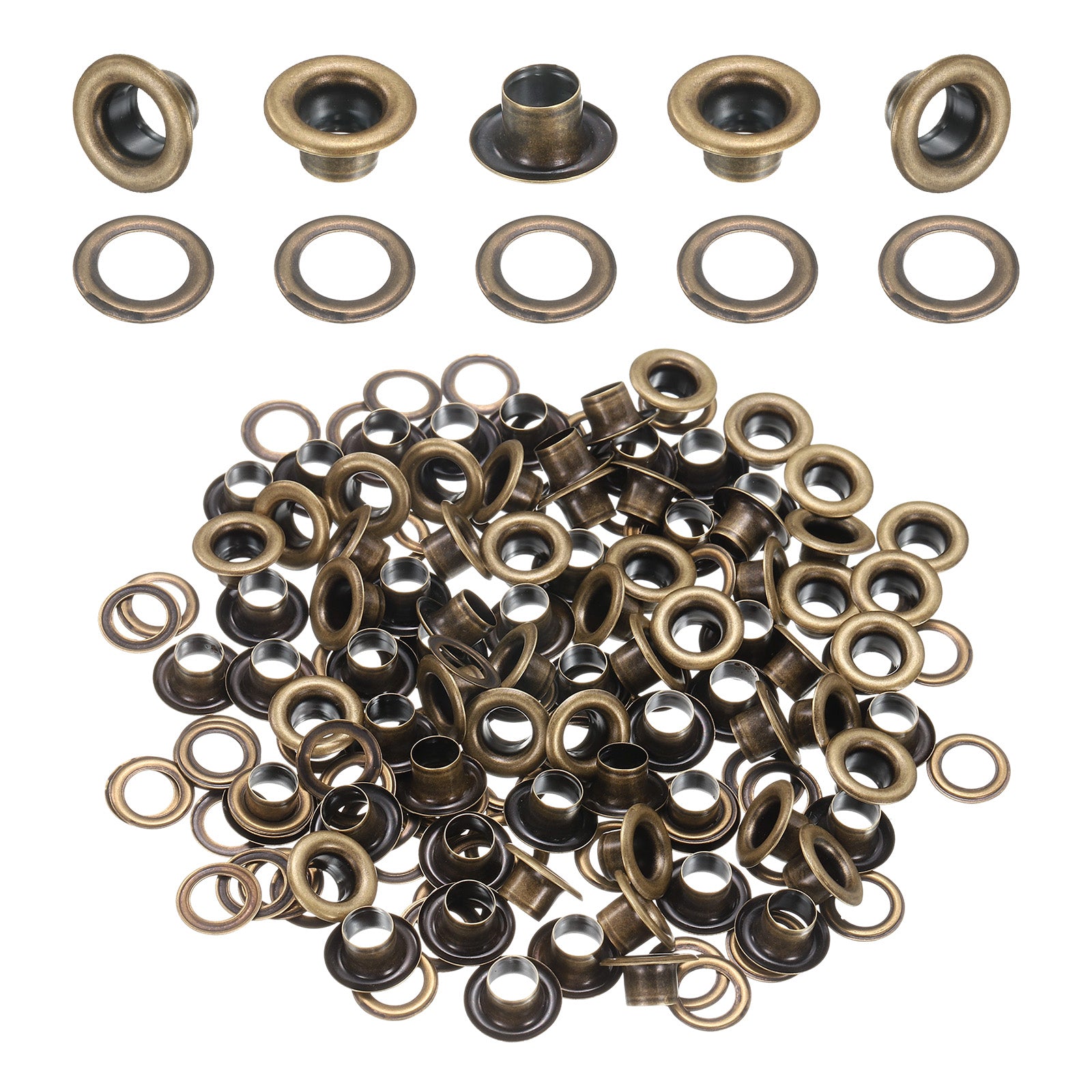 50Set Grommets Eyelets Kit 5mm Brass Eyelets with Washers, Brown ...