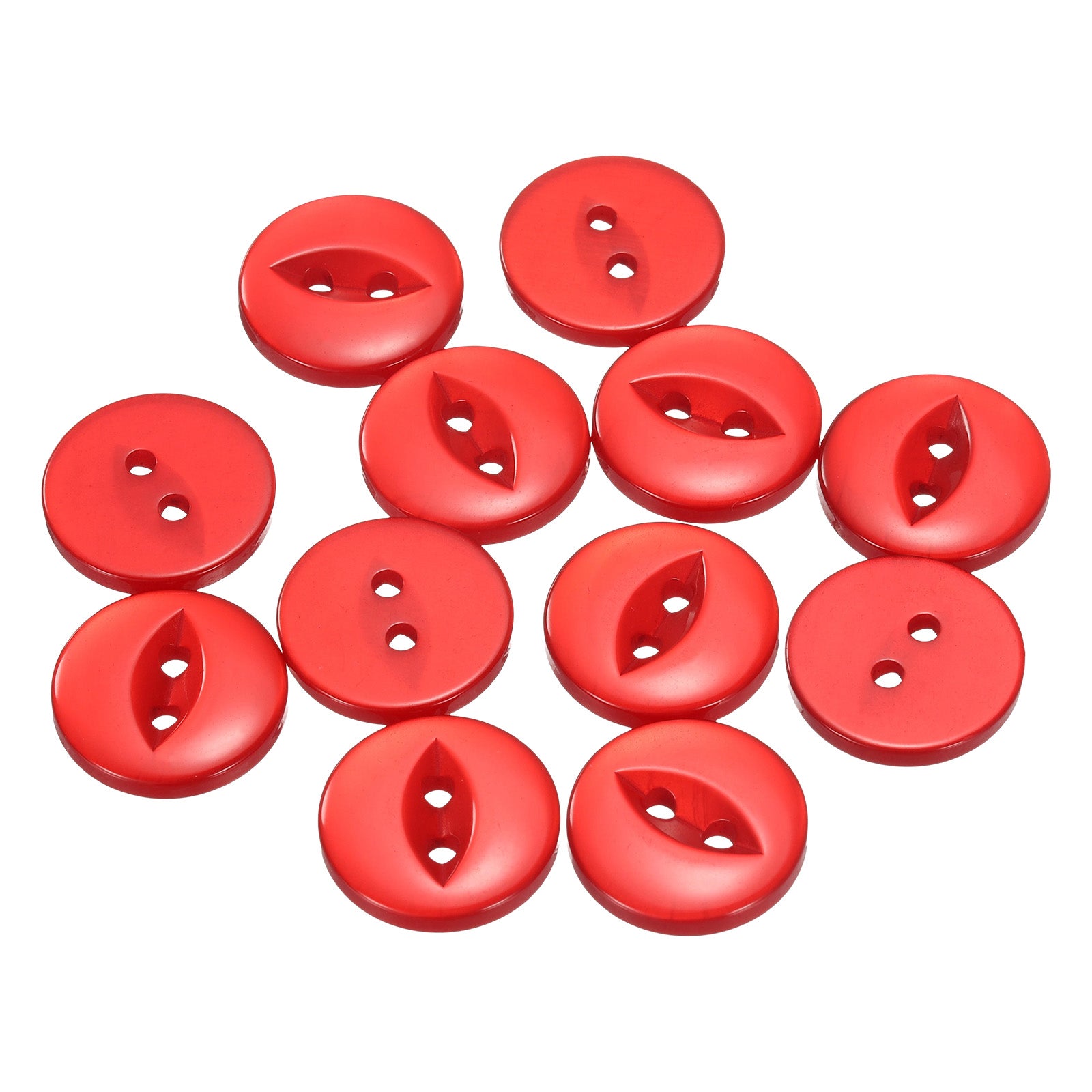 12pcs 28L Red Round Sewing Buttons 18mm 11/16" Resin 2-Hole Fish Eye ...