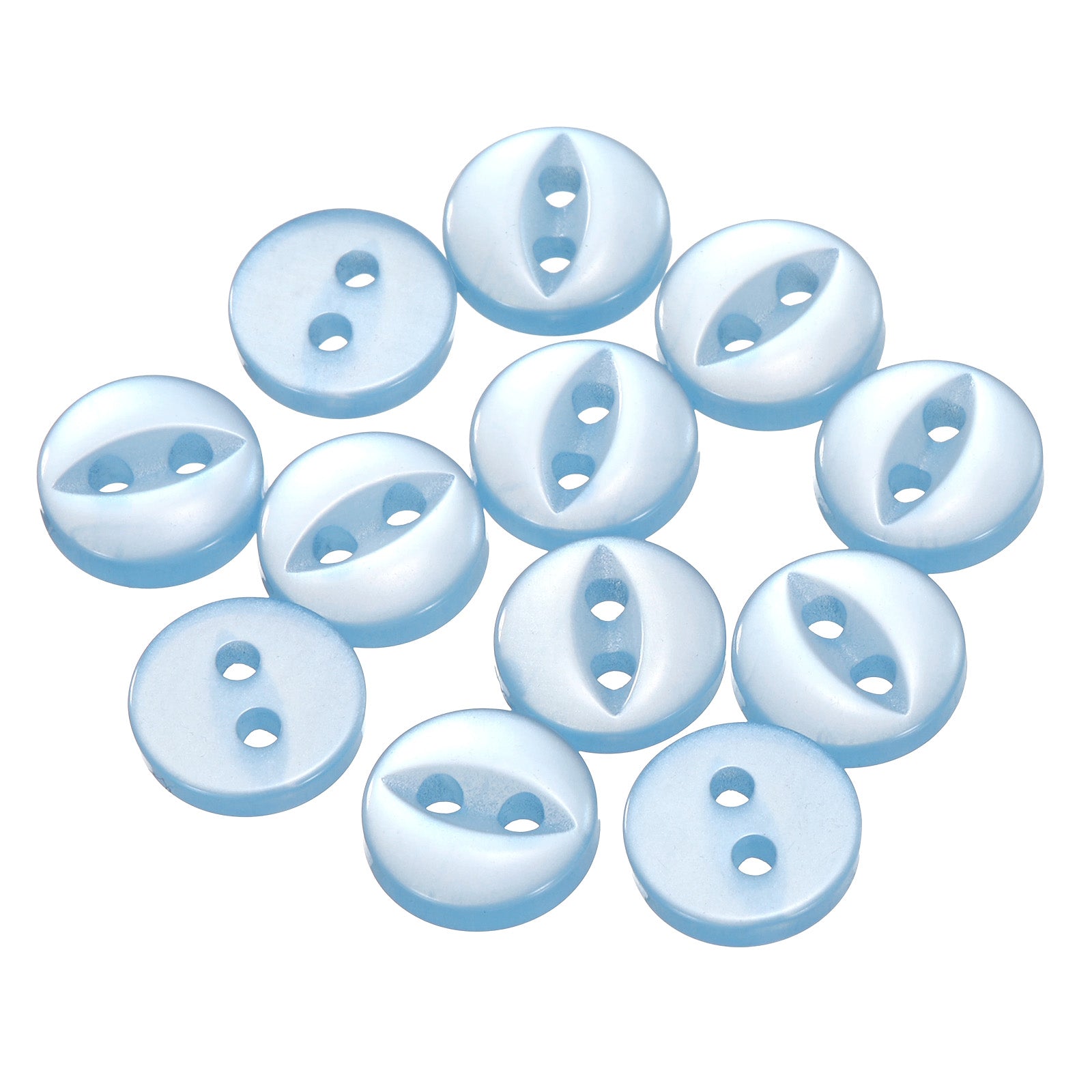 12pcs 14L Light Blue Round Sewing Buttons 9mm 11/32" Resin 2-Hole Fish ...