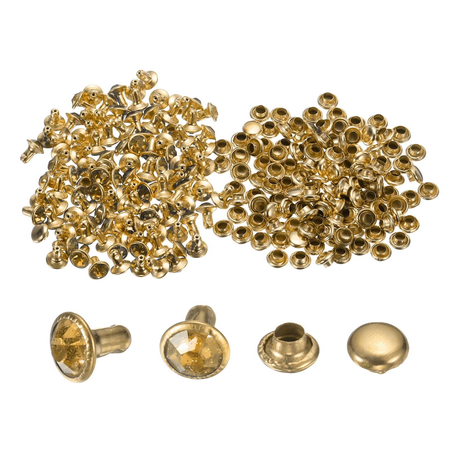 100pcs Crystal Rivets 6mm Rhinestone Rivets Rapid Stud Rivets, Yellow ...