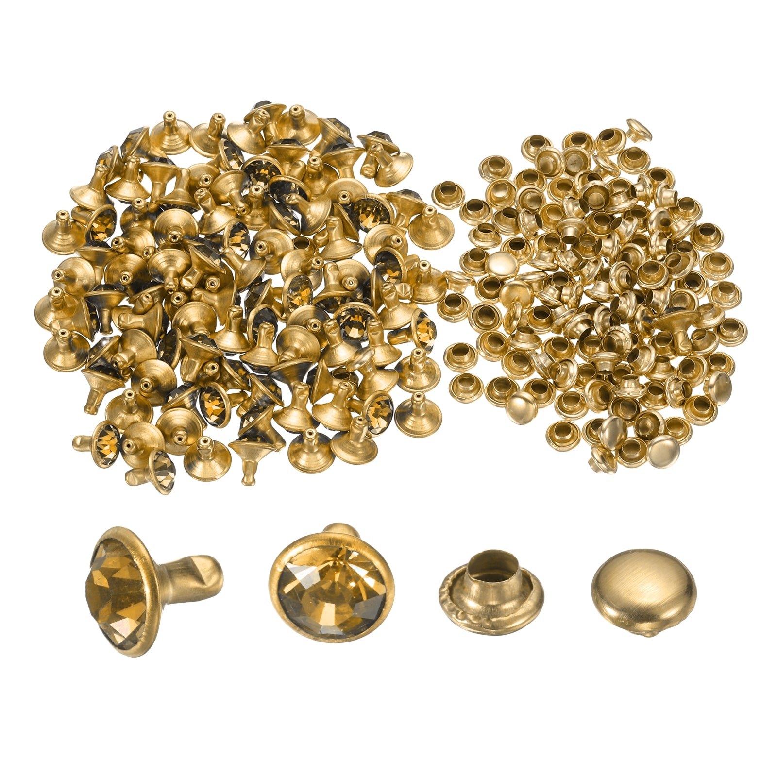 100pcs Crystal Rivets 8mm Rhinestone Rivets Rapid Stud Rivets, Yellow ...