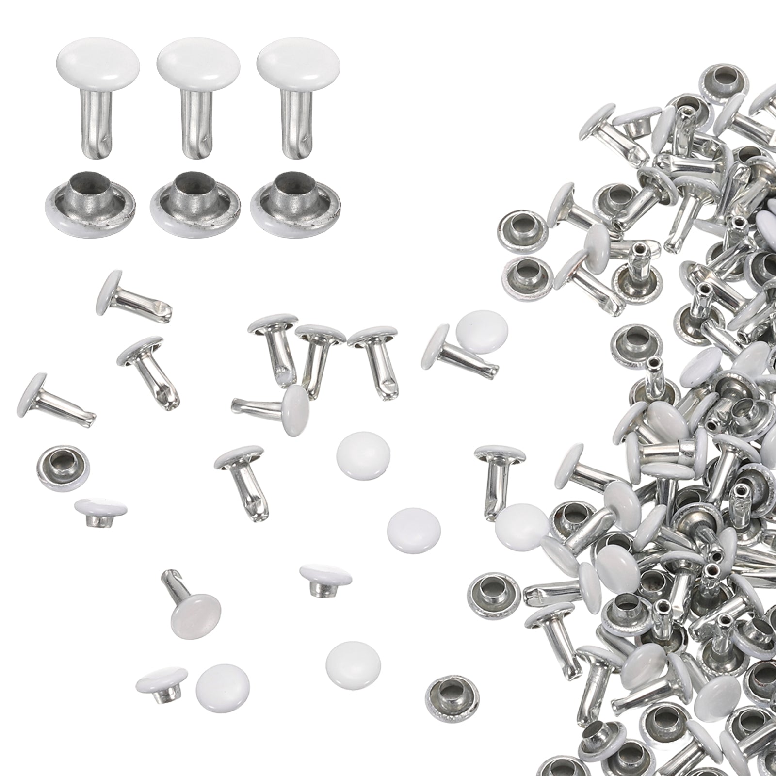 60Set Double Cap Leather Rivet,6x8mm Round Cap Tubular Metal Craft ...