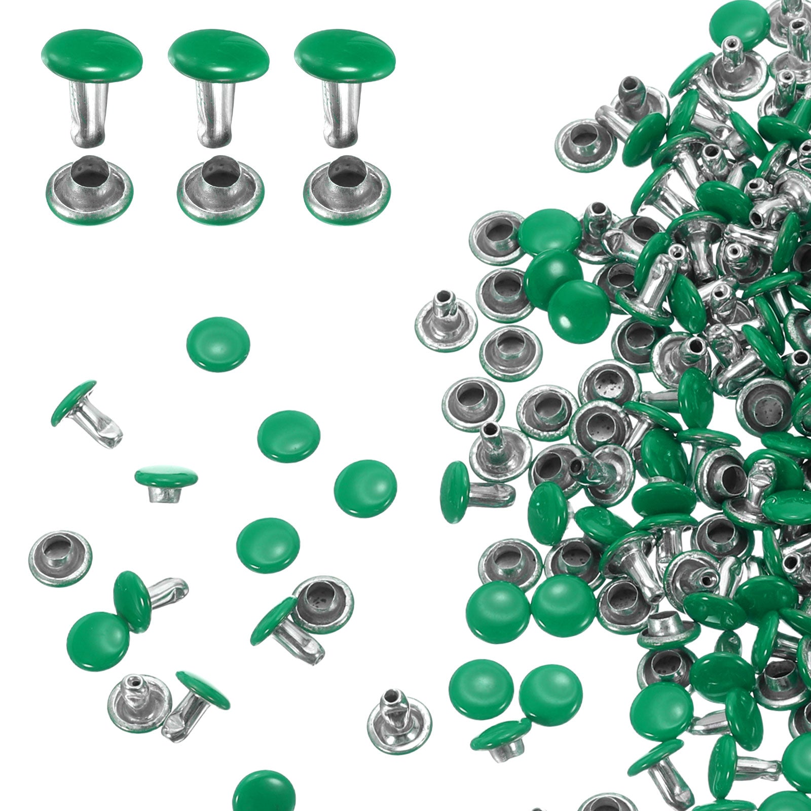 100Set Double Cap Leather Rivet,6x6mm Cap Tubular Metal Craft Rivet ...