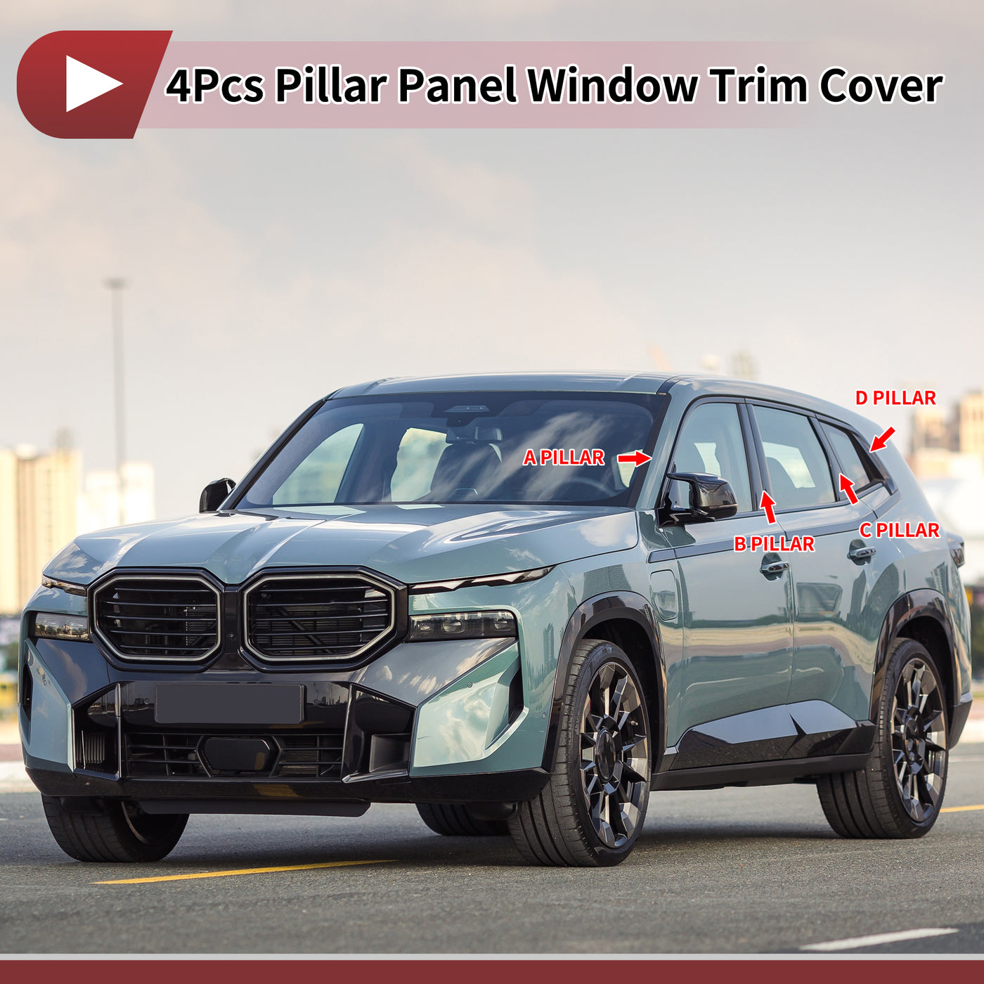 4 Pcs Front Left Right Car Door Pillar Window Trim for Mercedes-Benz ...