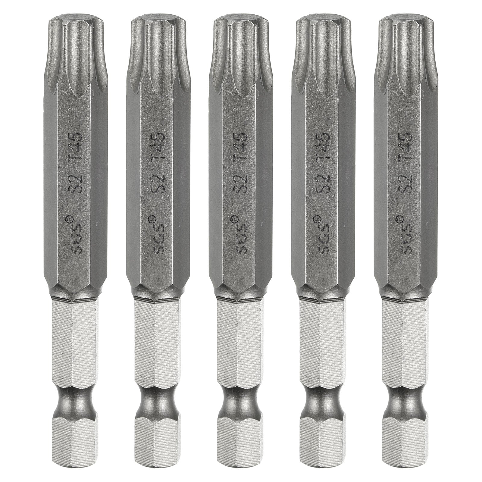 5pcs T45 Torx Head Screwdriver Bit 1/4" Hex Shank 2.6" Long Magnetic No ...