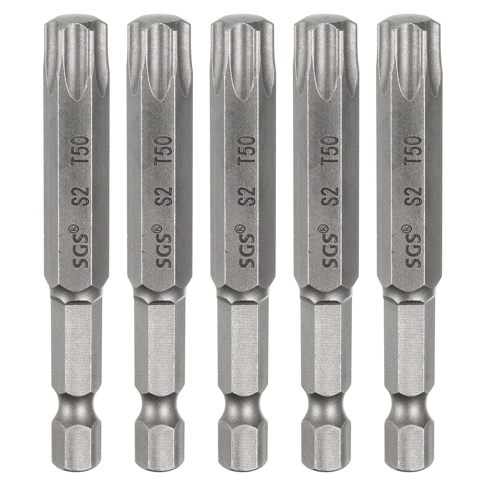 5pcs T50 Torx Head Screwdriver Bit 1/4" Hex Shank 2.6" Long Magnetic No ...