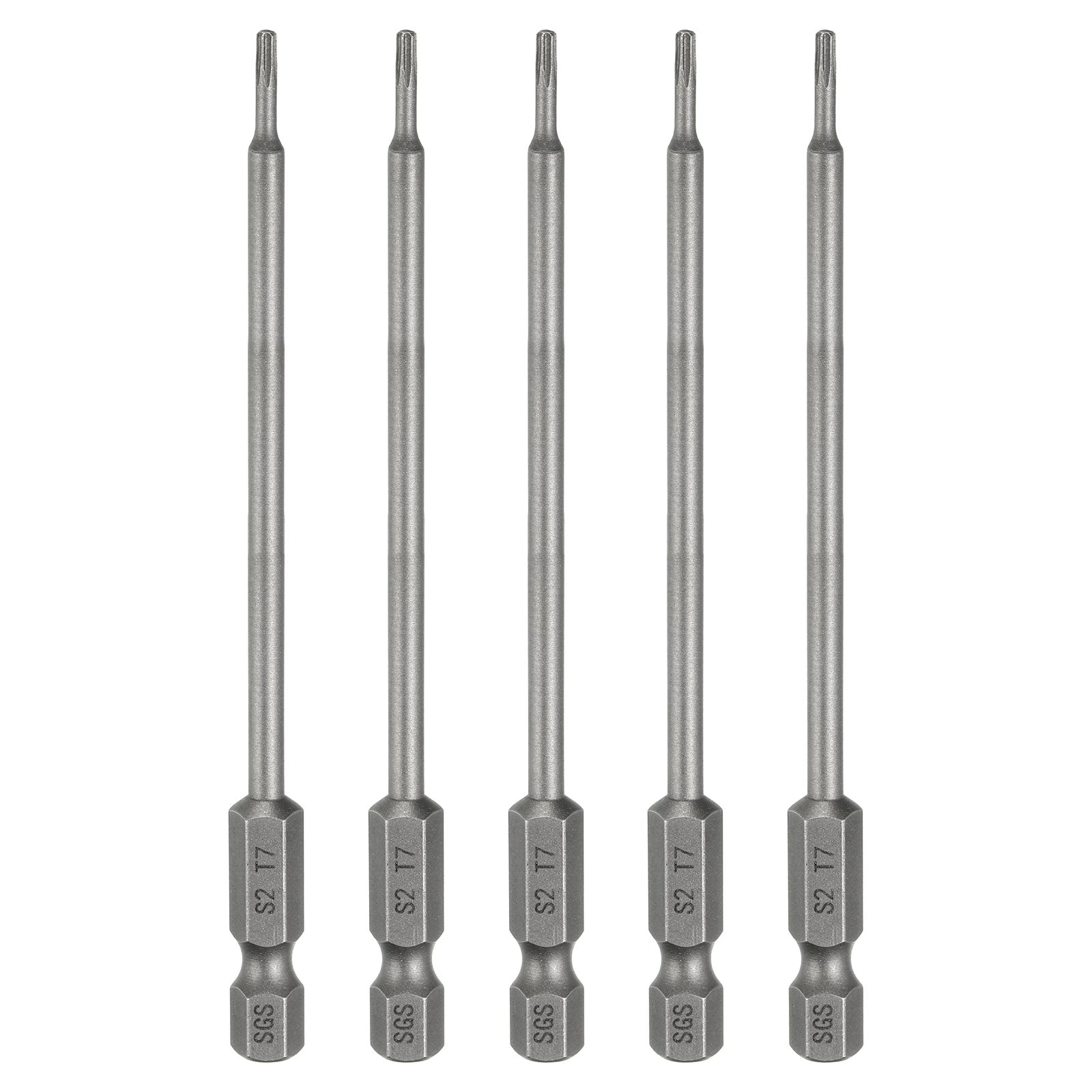 5pcs T7 Torx Head Screwdriver Bit 1/4" Hex Shank 4" Long Magnetic No ...