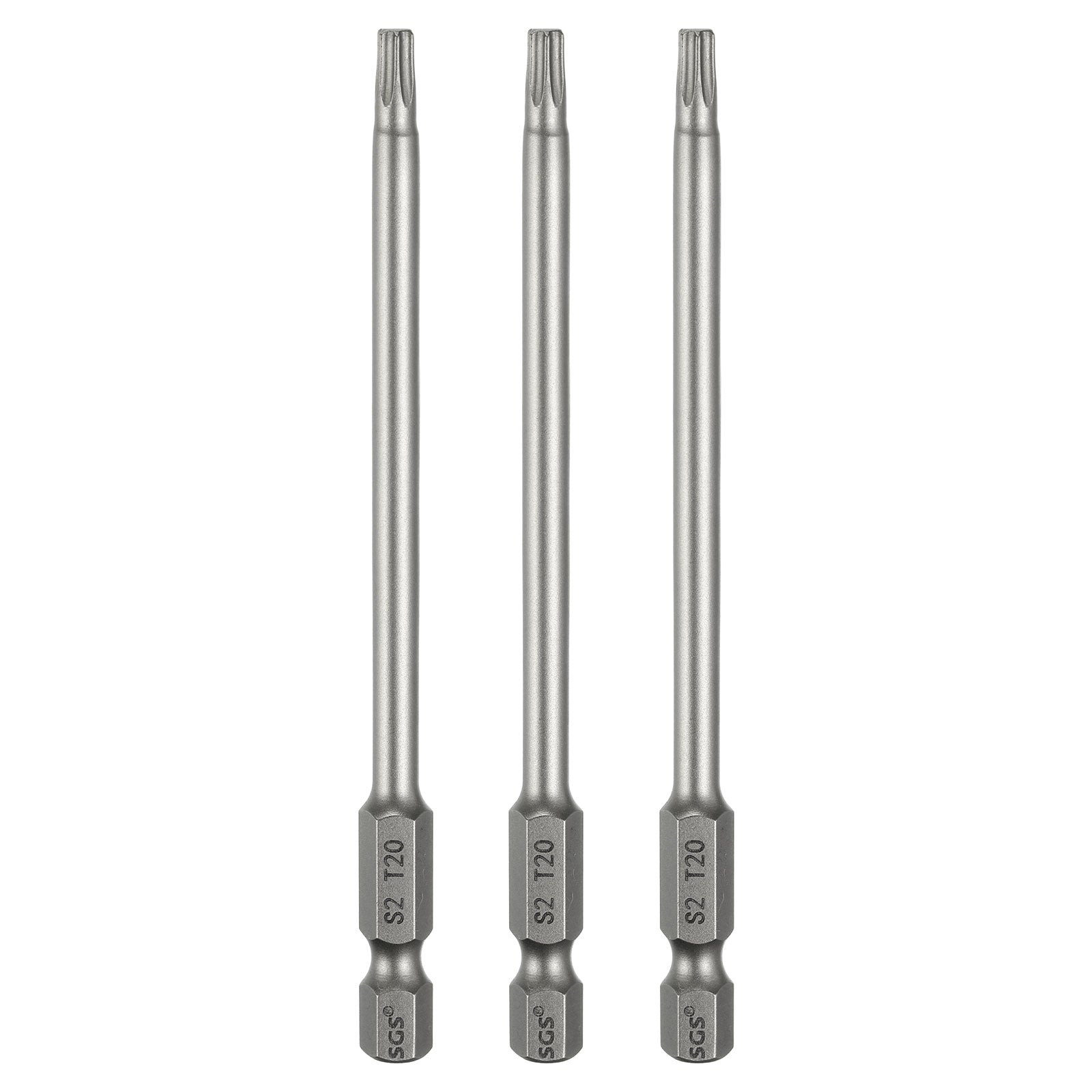 3pcs T20 Torx Head Screwdriver Bit 1/4" Hex Shank 4" Long Magnetic No ...