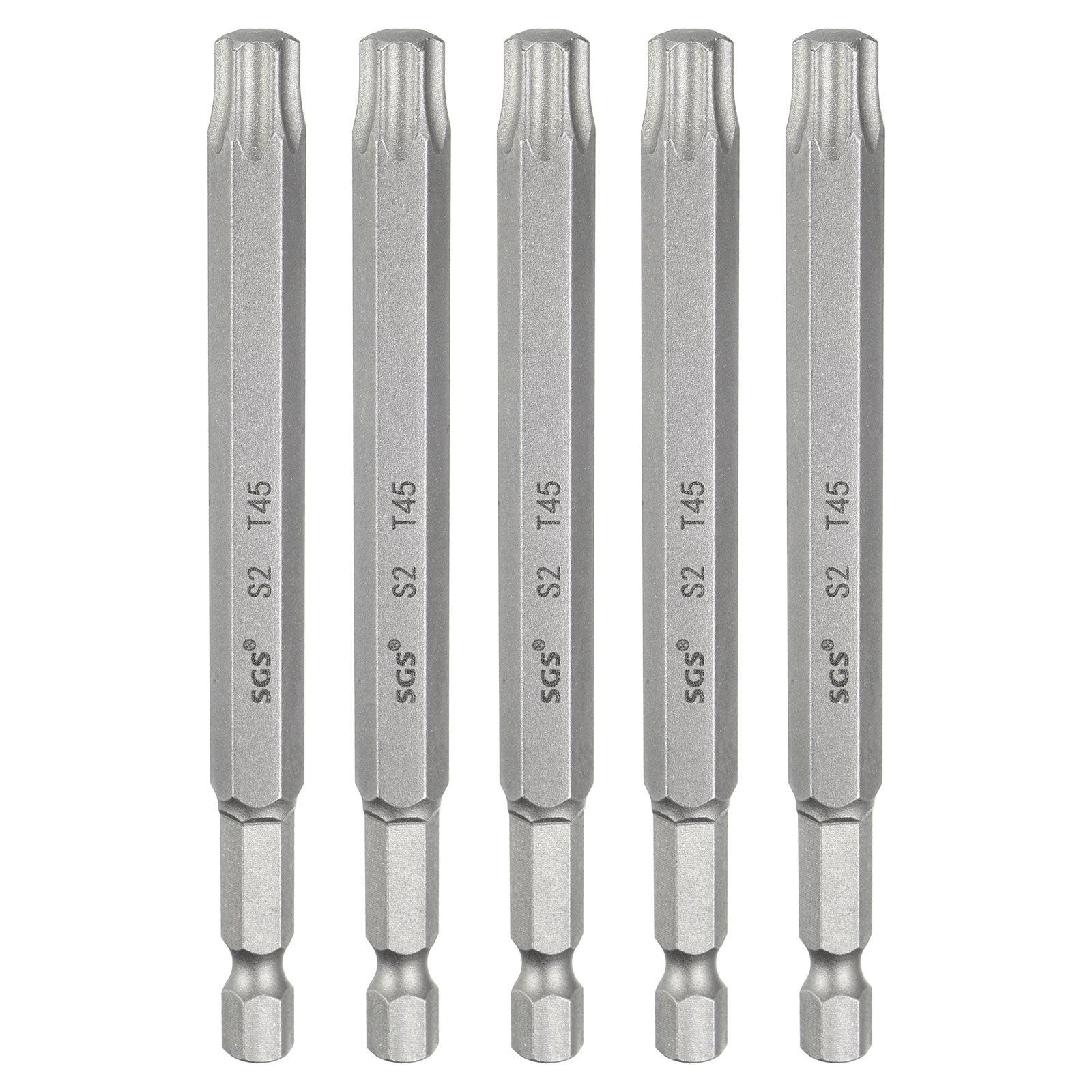 5pcs T45 Torx Head Screwdriver Bit 1/4" Hex Shank 4" Long Magnetic No ...