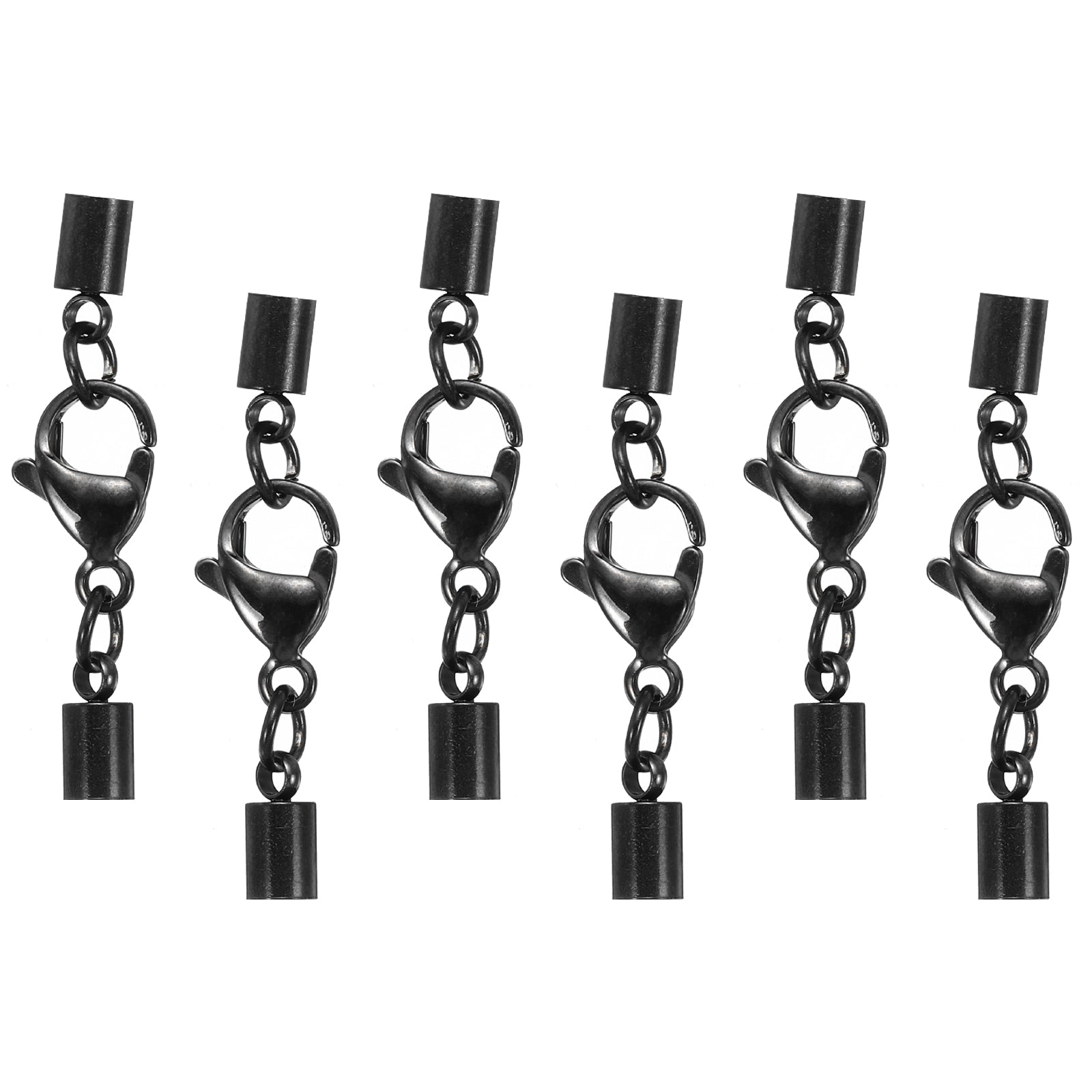 6Pcs Lobster Claw Clasp with Cord End Caps, 3mm ID Stainless Steel ...