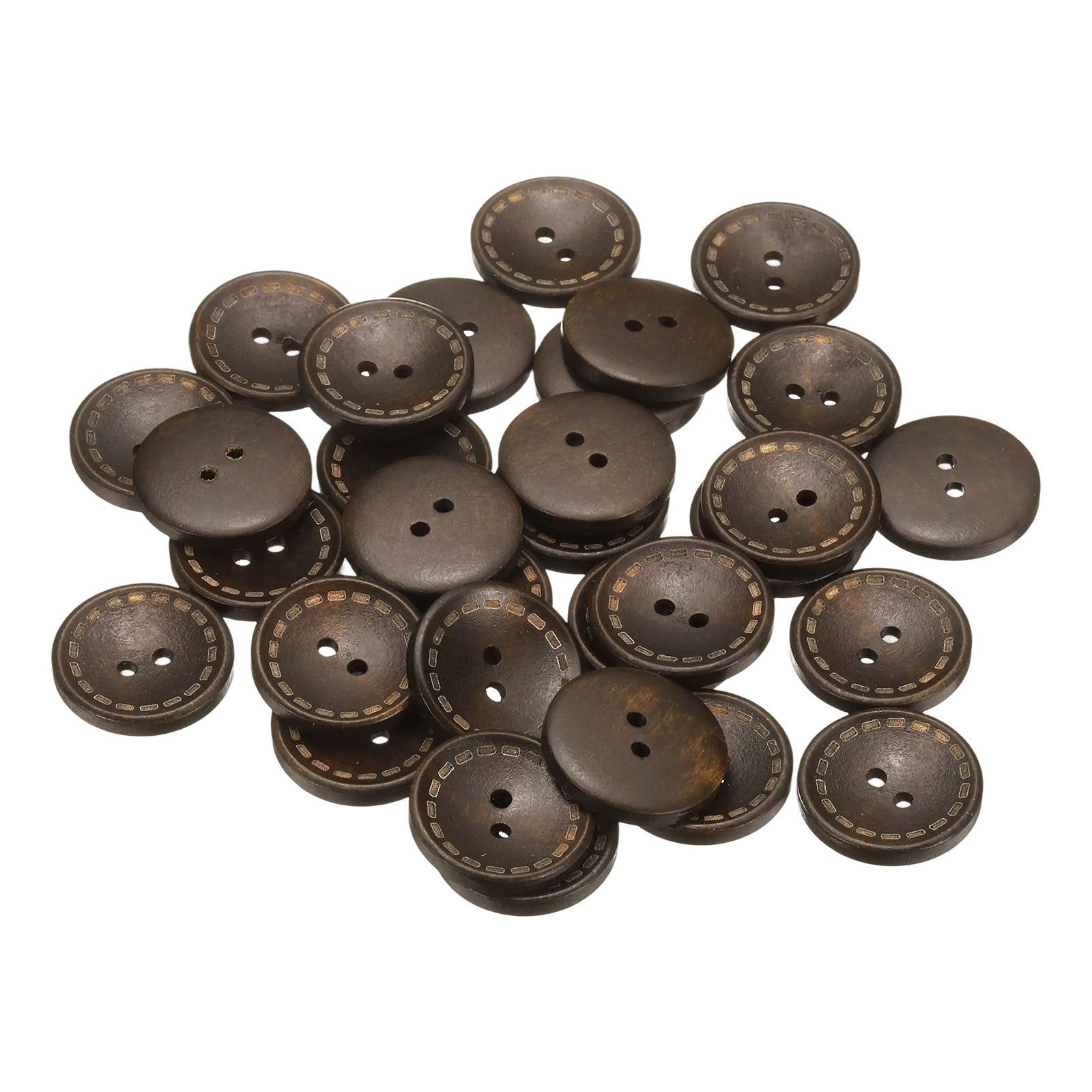 30pcs Wooden Sewing Button 25mm 2 Holes Round Craft Clothing Buttons ...