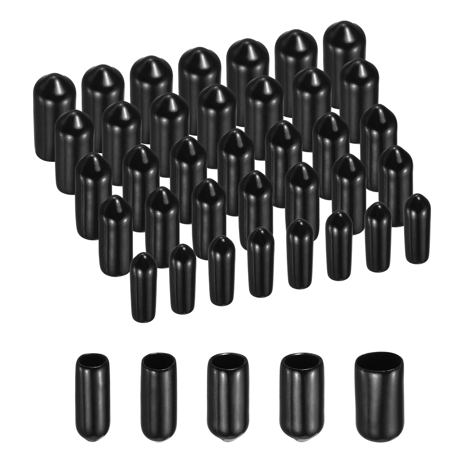 Uxcell 100pcs Rubber End Caps Protective Caps 5mm 6mm 7mm 8mm 9mm Black ...