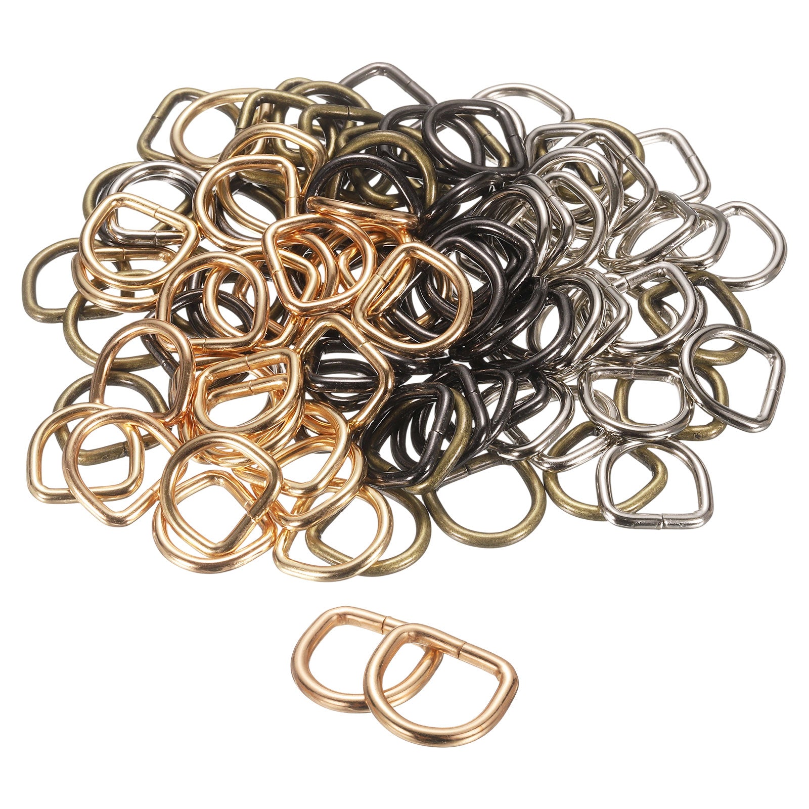 100pcs D Ring 5/8" (16mm) Metal Electroplate D-Shape Buckle Clips, 4 ...