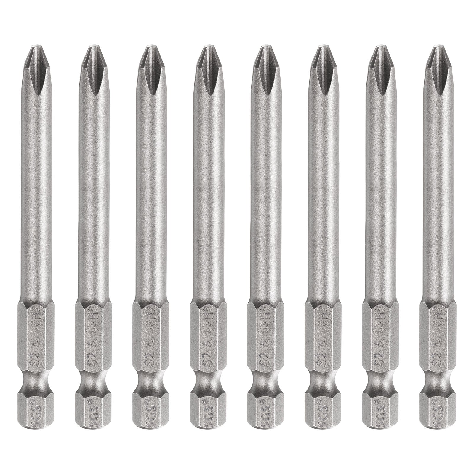 8pcs #2 Phillips Screwdriver Bit PH2 1/4" Hex Shank 3" (75mm) Long 0.24 ...