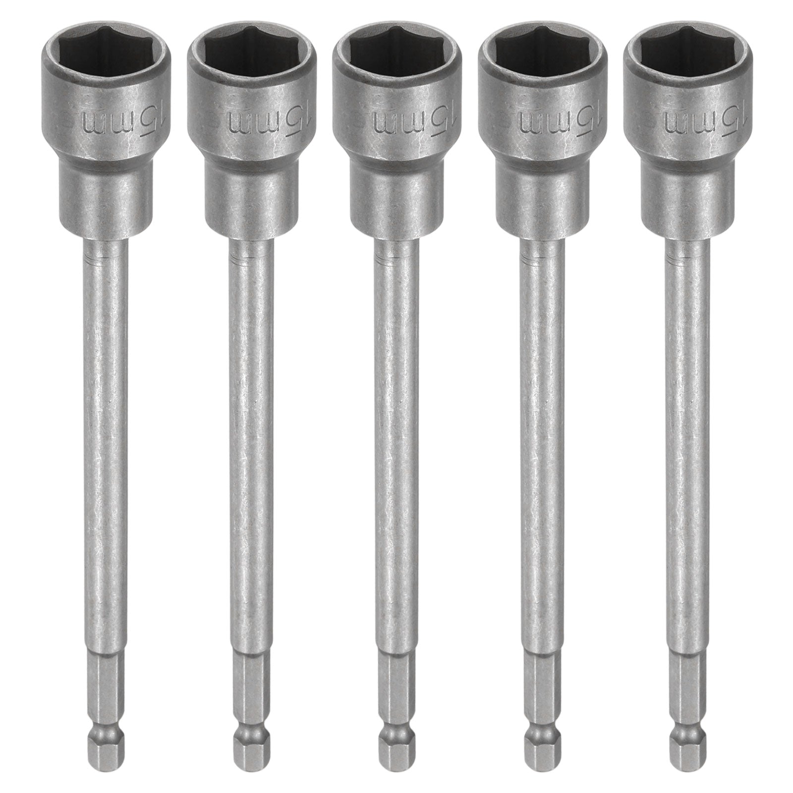 5pcs Nut Driver Drill Bit 15mm Socket 1/4" Hex Shank 6" Long Magnetic ...