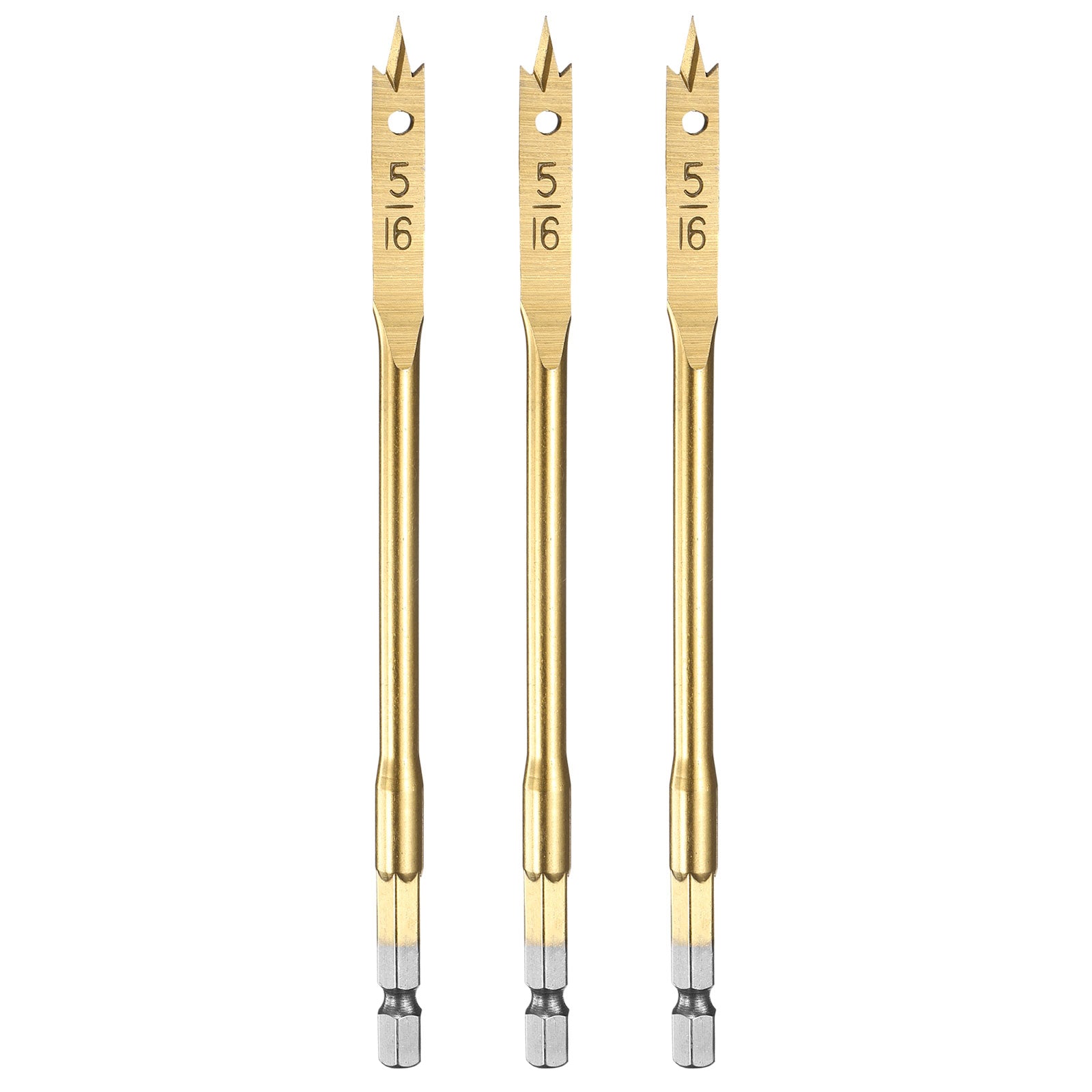 3Pcs Spade Drill Bit 5/16" Paddle Flat Bits Wood Hole Cutter Gold Tone ...