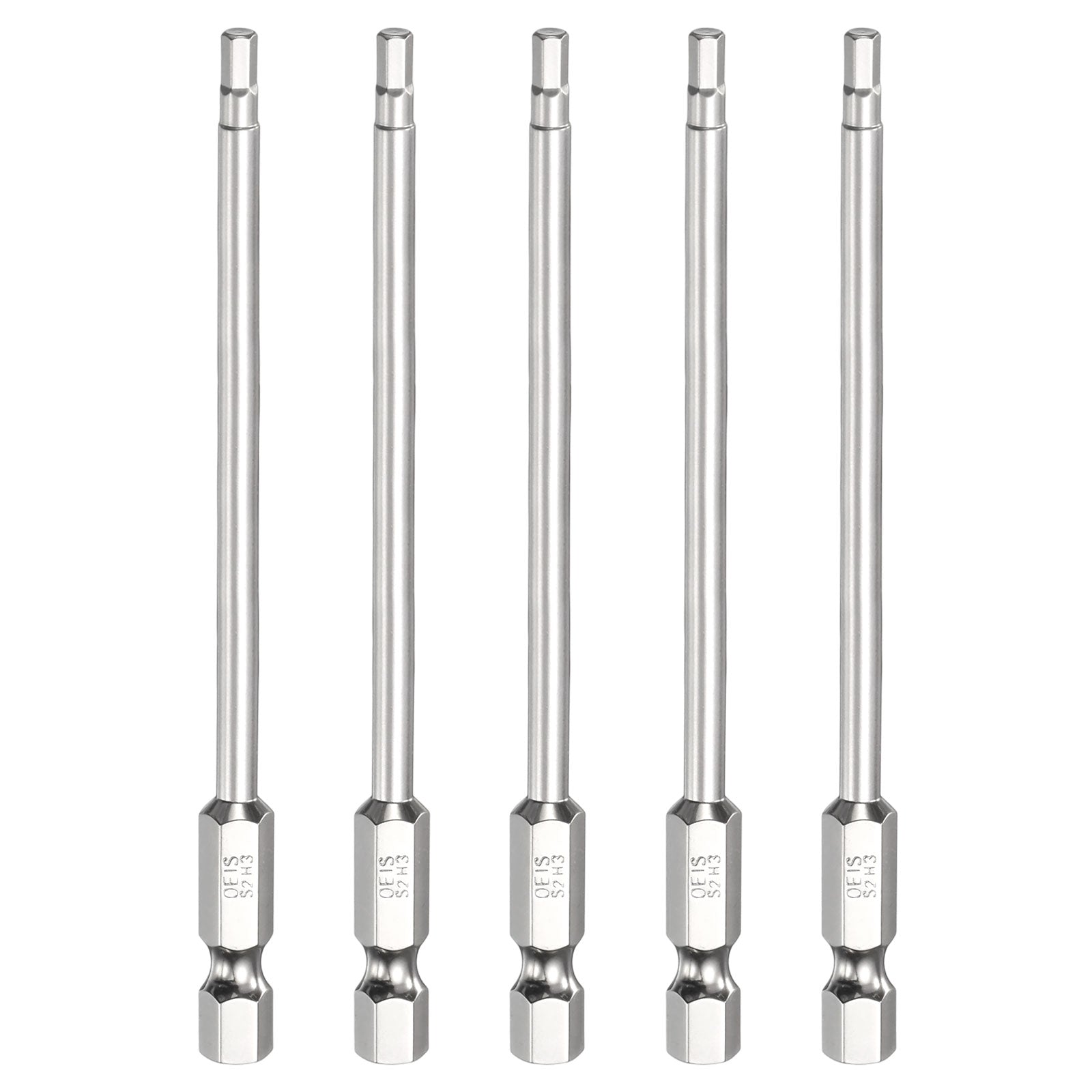 5pcs H3.0 Hex Screwdriver Bit 3.0mm Flat Tip 1/4" Shank 100mm Long ...