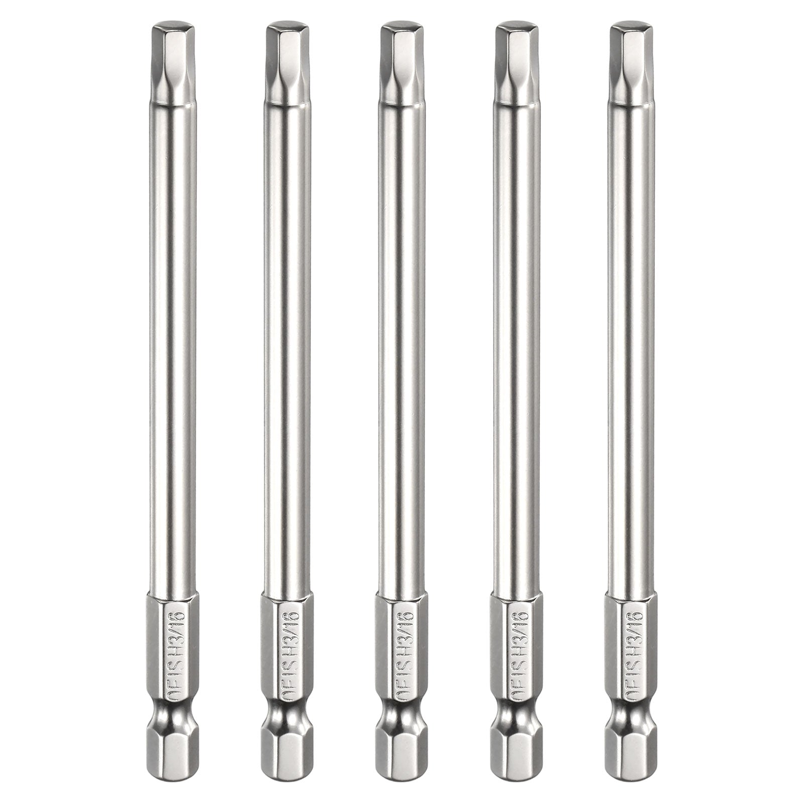 5pcs H3/16 Hex Screwdriver Bit 3/16" Flat Tip 1/4" Shank 4" Long Chrome ...