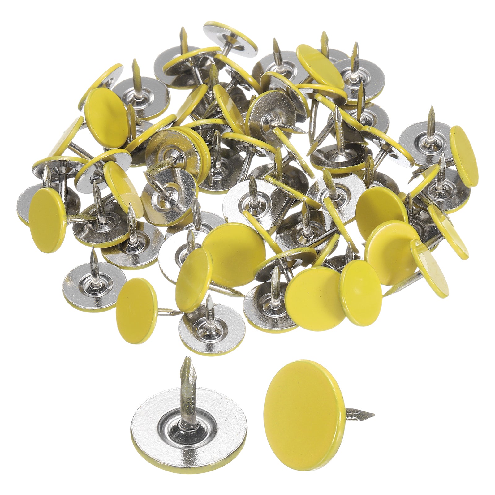 Uxcell 60Pcs Upholstery Tacks, 11mmx10mm Flat Head Thumb Tack, Yellow ...