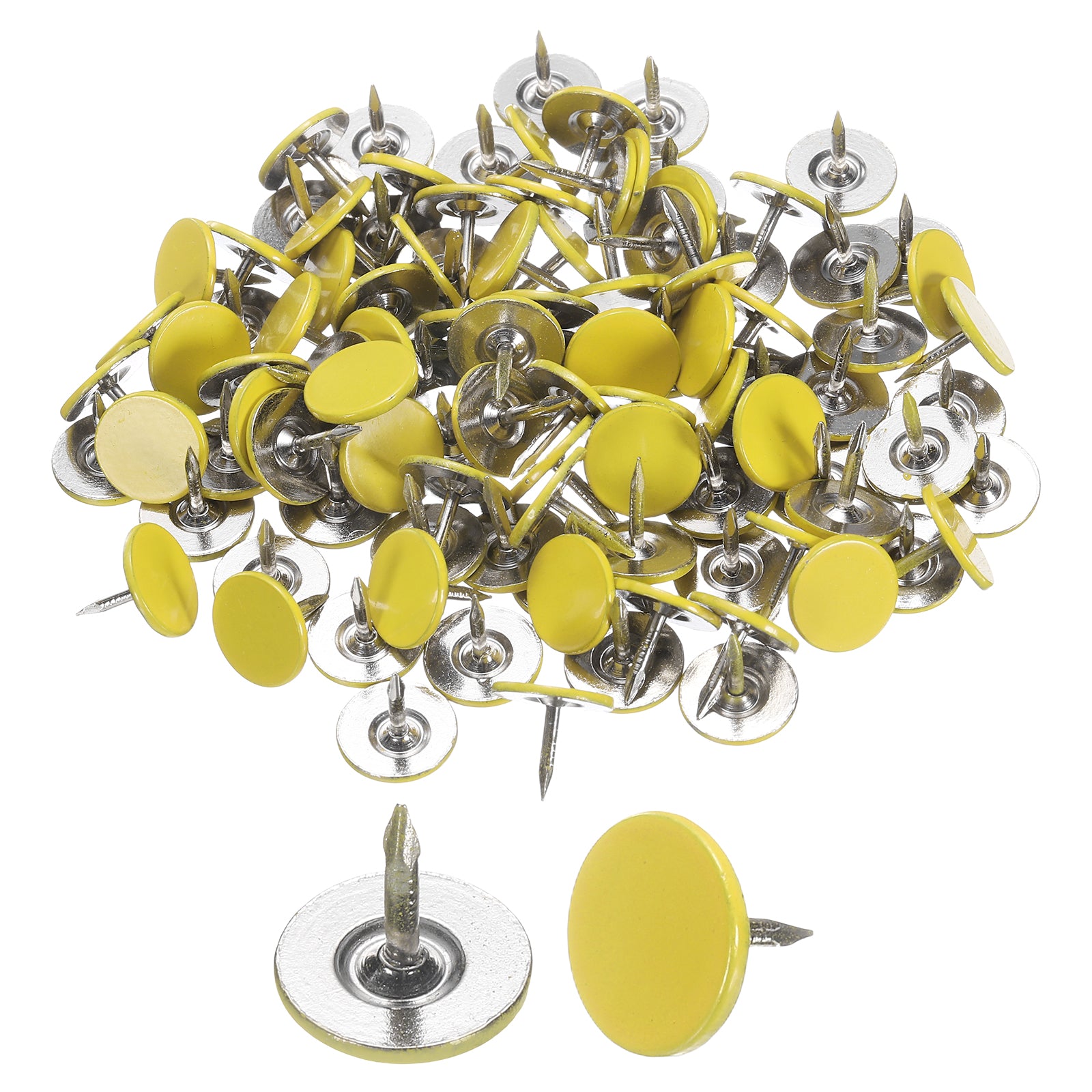 Uxcell 150Pcs Upholstery Tacks, 11mmx10mm Flat Head Thumb Tack, Yellow ...