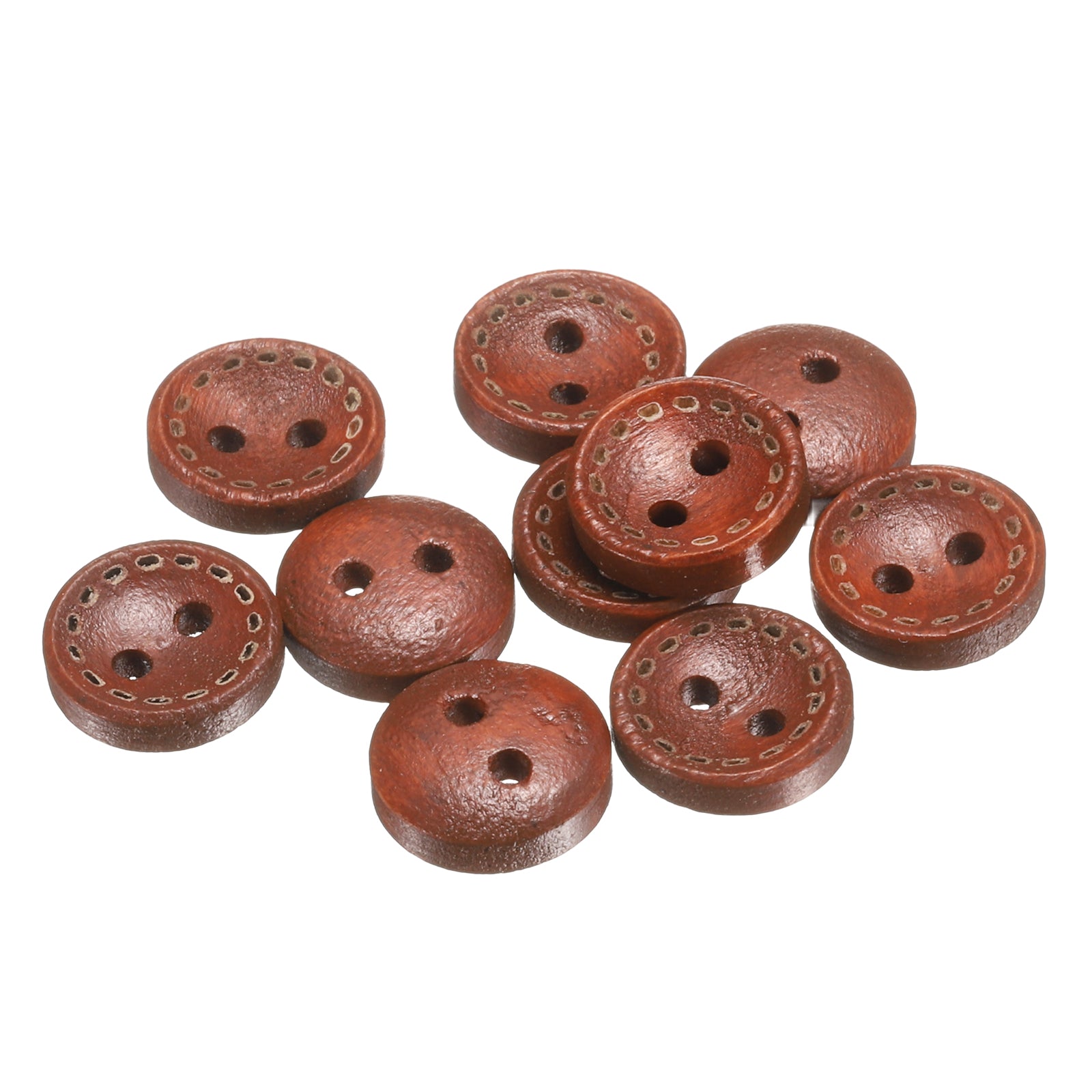 10pcs Wooden Sewing Button 11mm 2 Holes Round Craft Clothing Button Red ...