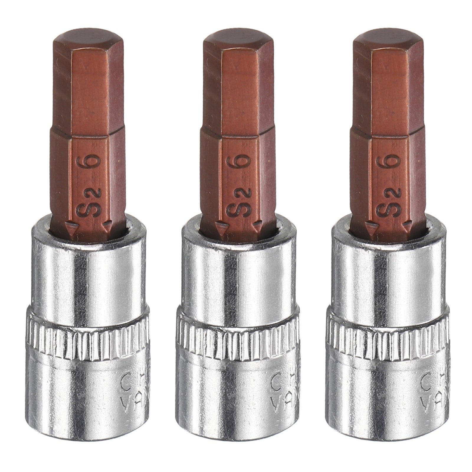 3pcs H6 Hex Bit Socket 1/4" Square Drive Metric Extension Impact Bit ...