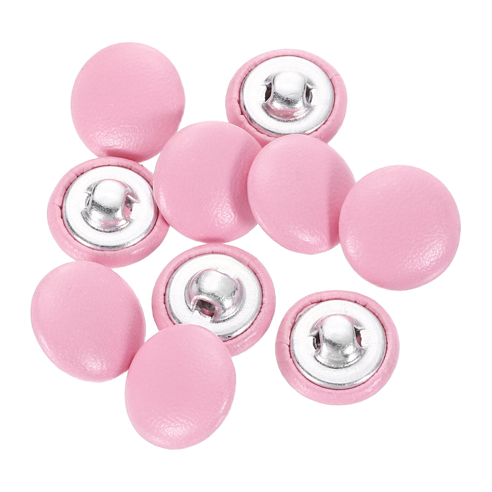 25pcs PU Leather Covered Button 15mm Aluminum Shank Round Button, Pink ...
