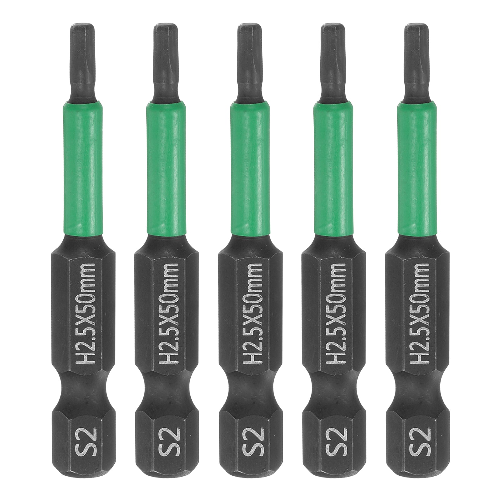 5pcs H2.5 Flat Hex Screwdriver Bit 2.5mm Tip 1/4" Shank 2" Long Black ...